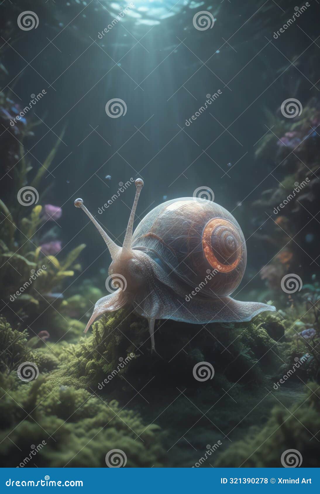 Cute Cuddly Fluffy Snail in Underwater Stock Illustration ...
