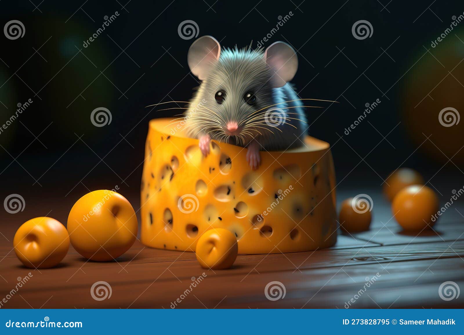 A Cute and Cuddly Mouse in a Cheese Wheel Generative AI Stock ...