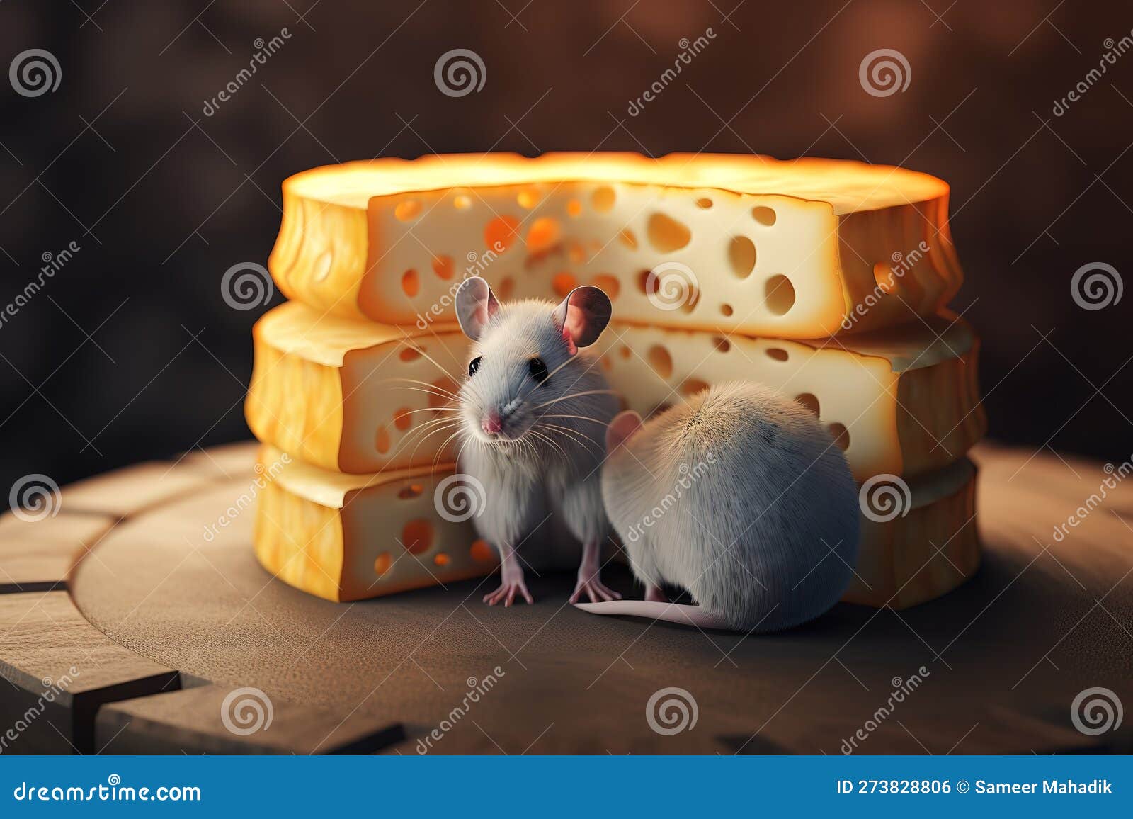 A Cute and Cuddly Mouse in a Cheese Wheel Generative AI Stock ...