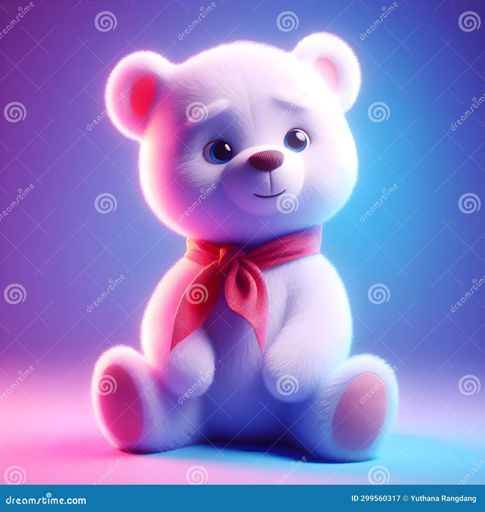 Cute Cuddly White Teddy Bear in 3D. Stock Illustration - Illustration ...
