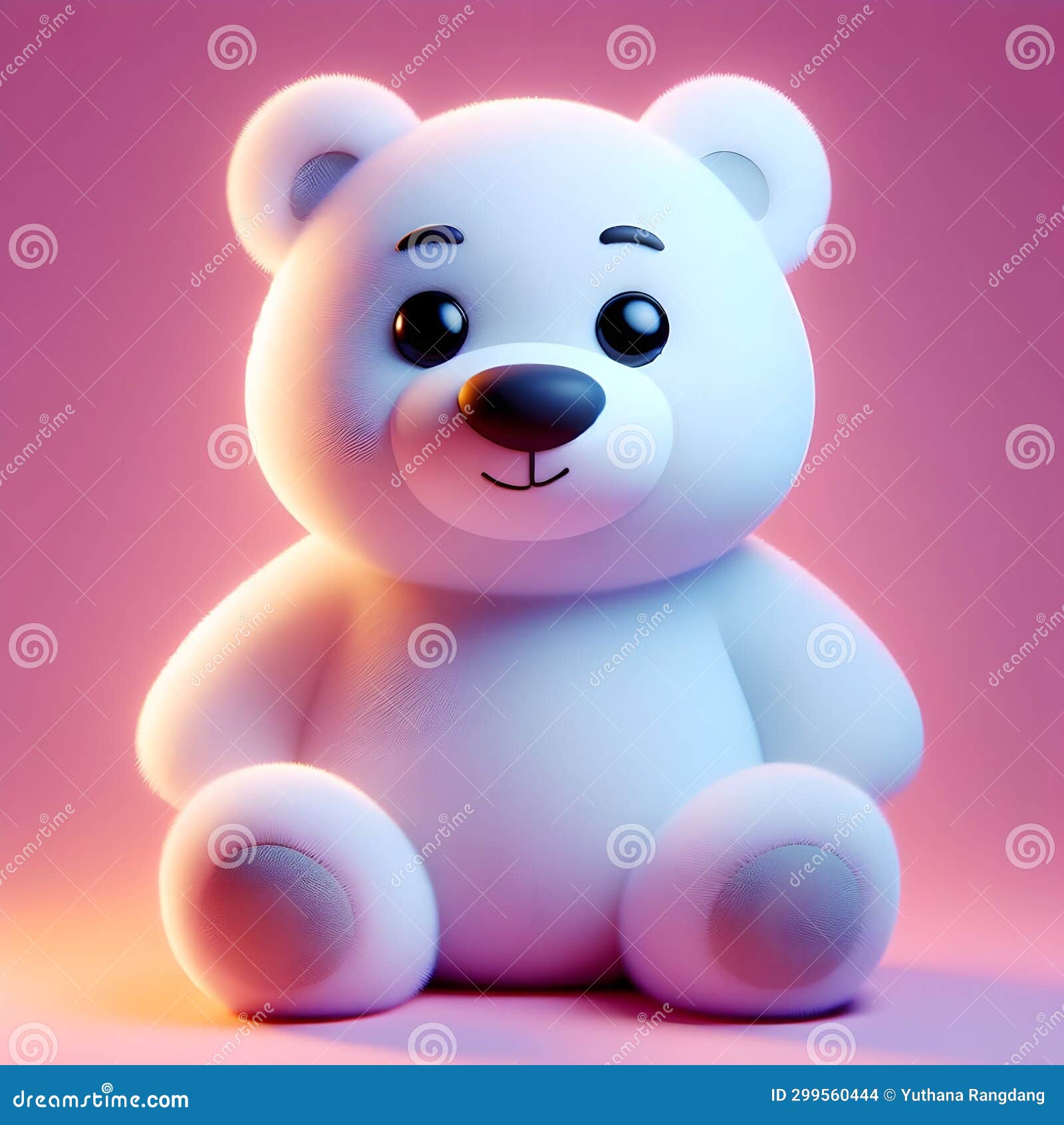 Cute Cuddly White Teddy Bear in 3D. Stock Illustration - Illustration ...