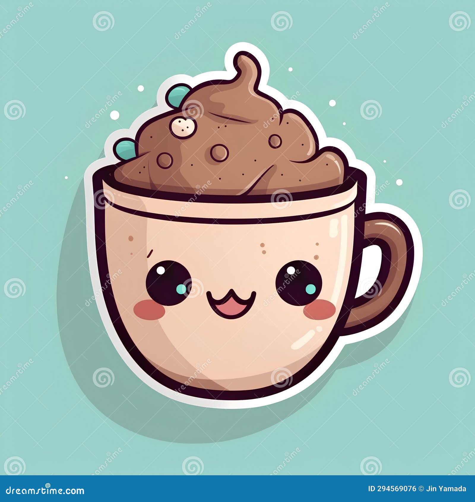 Cute Cup of Coffee with Chocolate. Vector Illustration in Cartoon Style ...