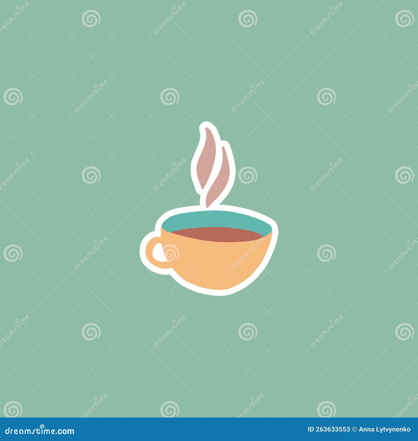 Cute Cup of Tea or Coffee Sticker Stock Vector - Illustration of vector ...