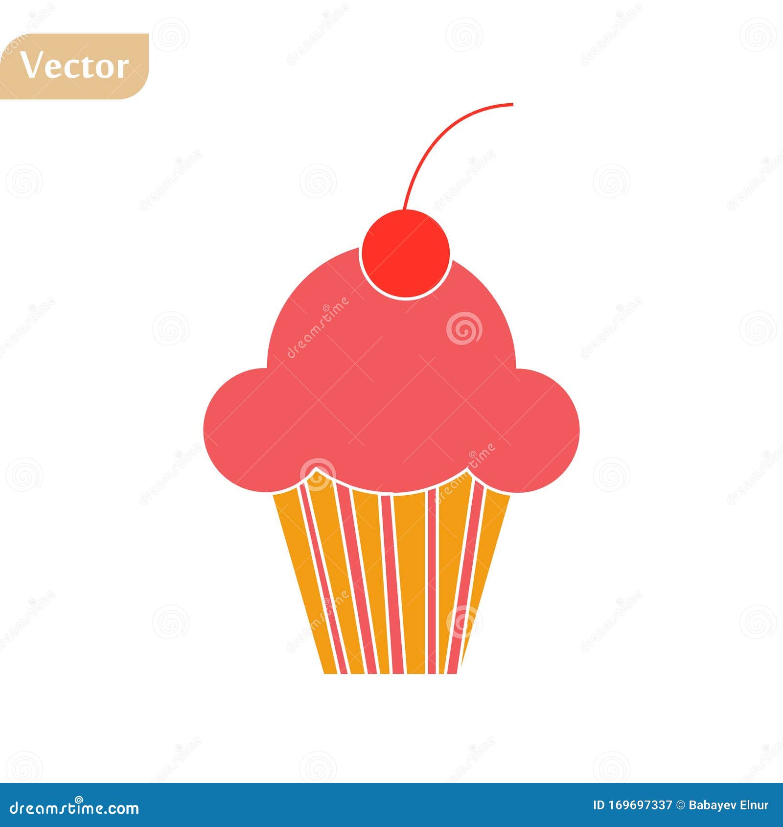 Cute Cupcake Icon in Flat Style Isolated on White Background. Vector ...