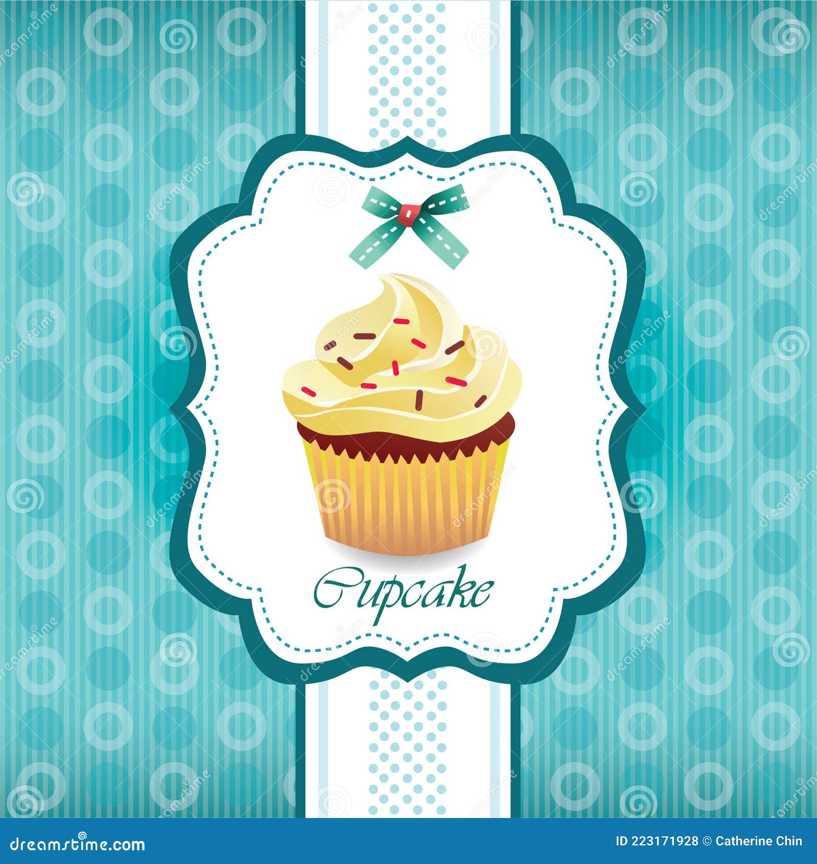 Cute Cupcake Invitation Background. Bakery Design Elements. Stock ...