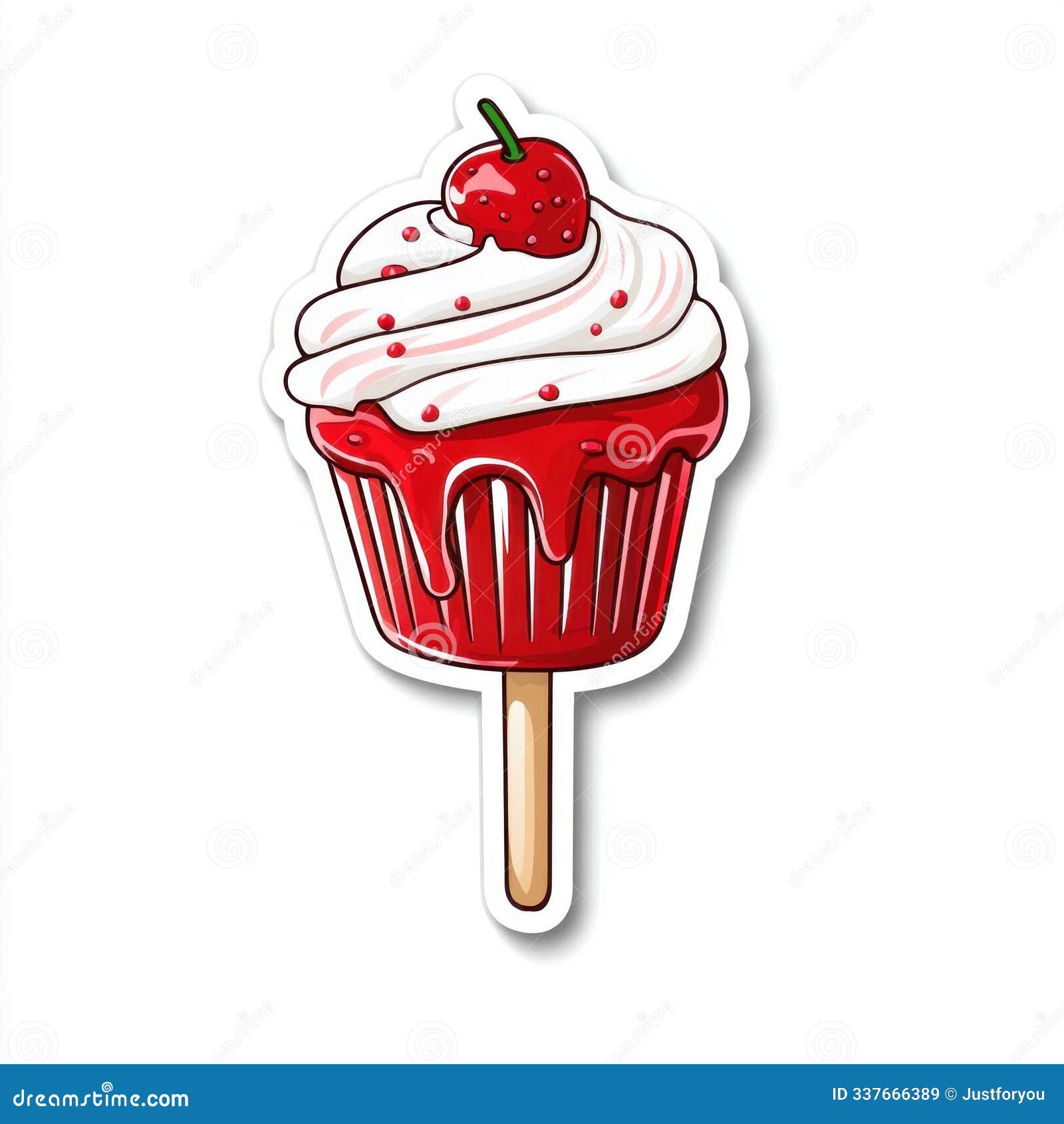 Cute Cupcake on a Popsicle Stick Sticker Stock Illustration ...