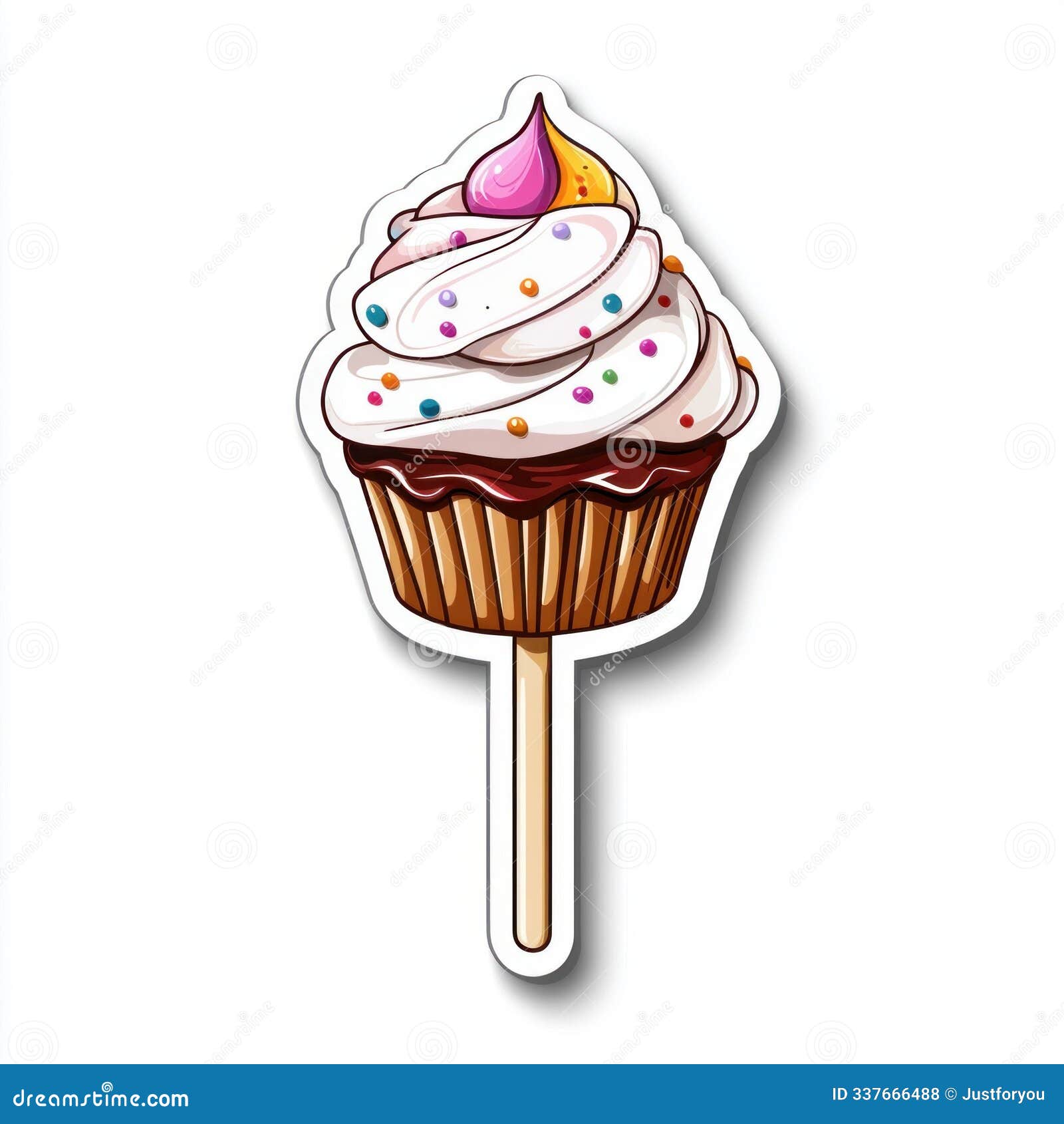 Cute Cupcake On A Popsicle Stick Sticker Royalty-Free Illustration ...