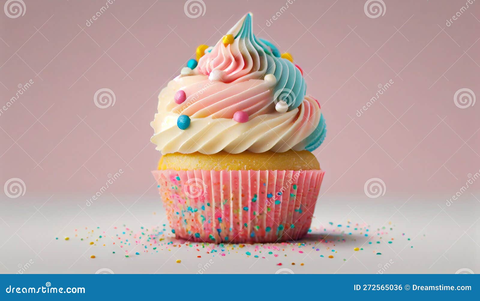 Cute Cupcake with Vibrant Pink Icing and Decoration ,generative AI ...