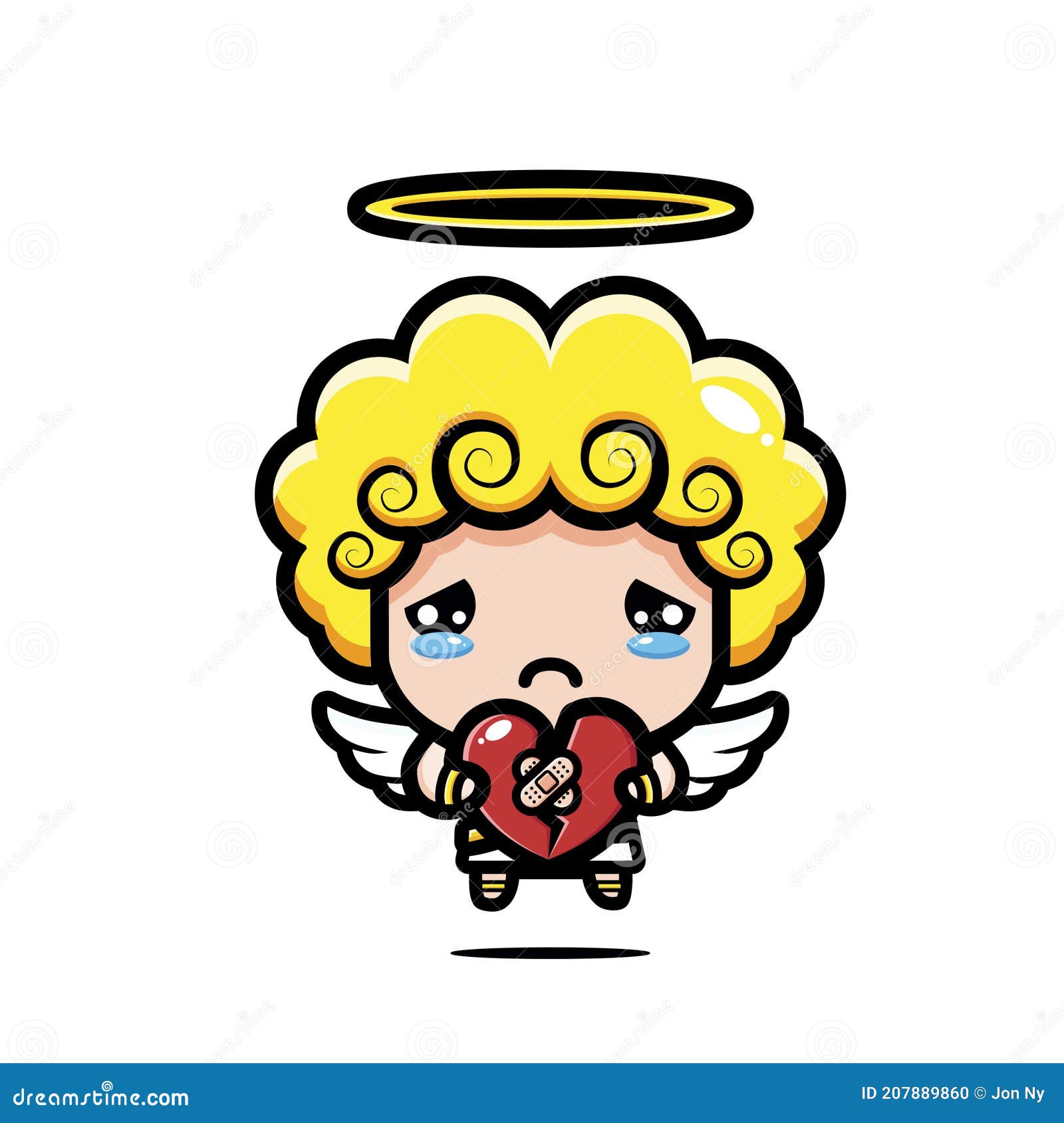 Cute Cupid Characters are Sad because of a Broken Heart Stock Vector ...