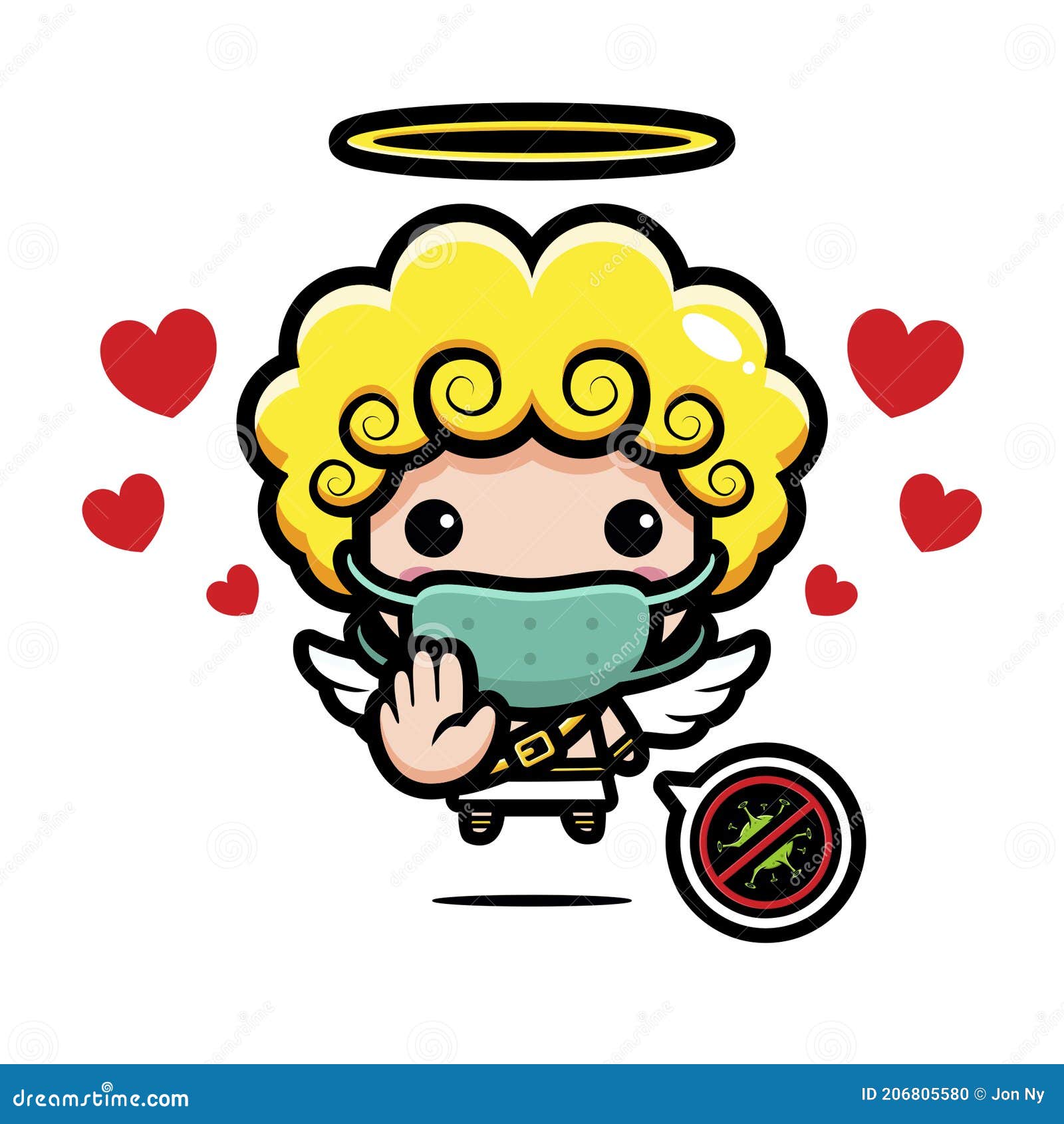 Cute Cupid Characters Wearing Masks Stock Vector - Illustration of ...
