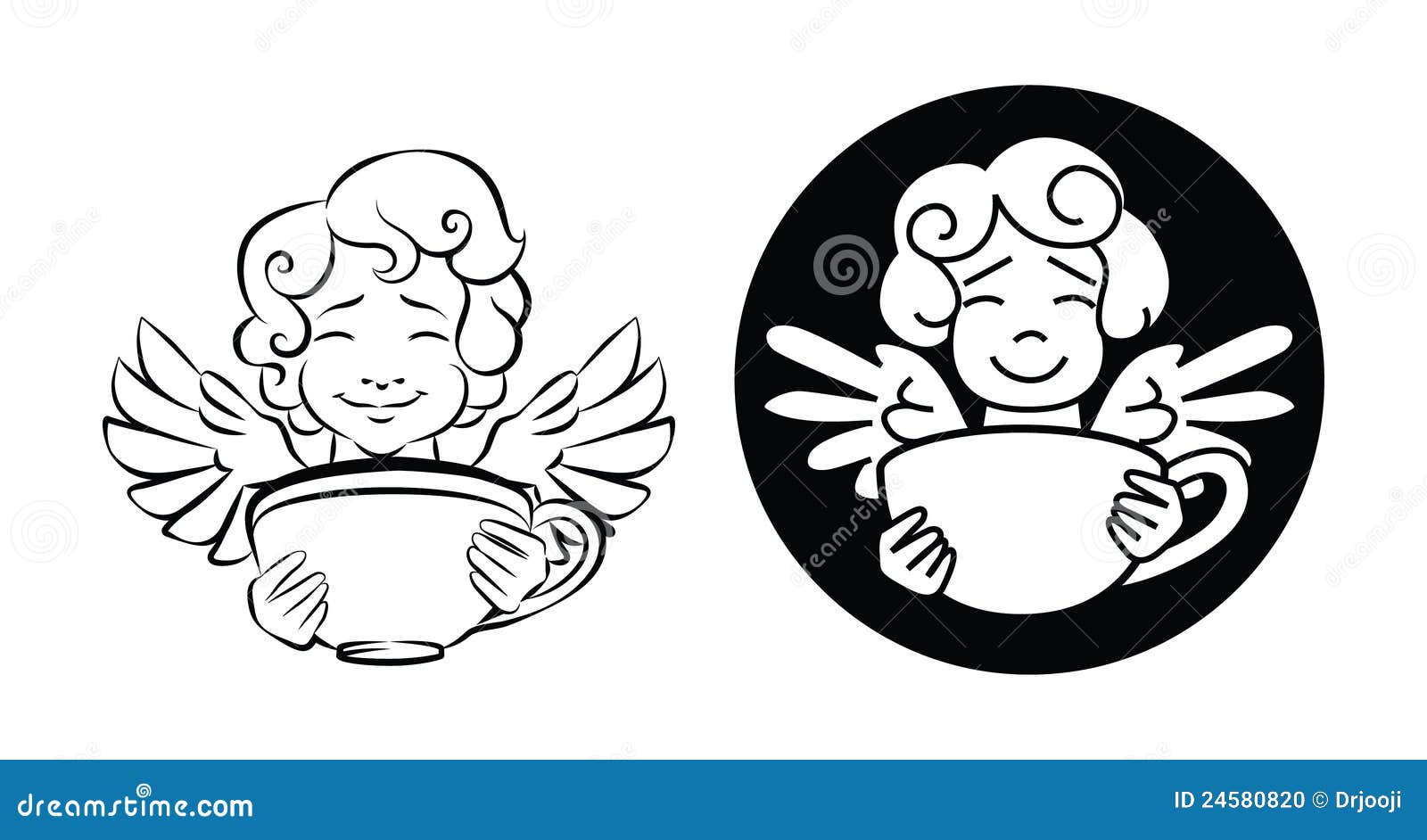 A Cute Cupid, Holds a Cup of Coffee Stock Vector - Illustration of ...