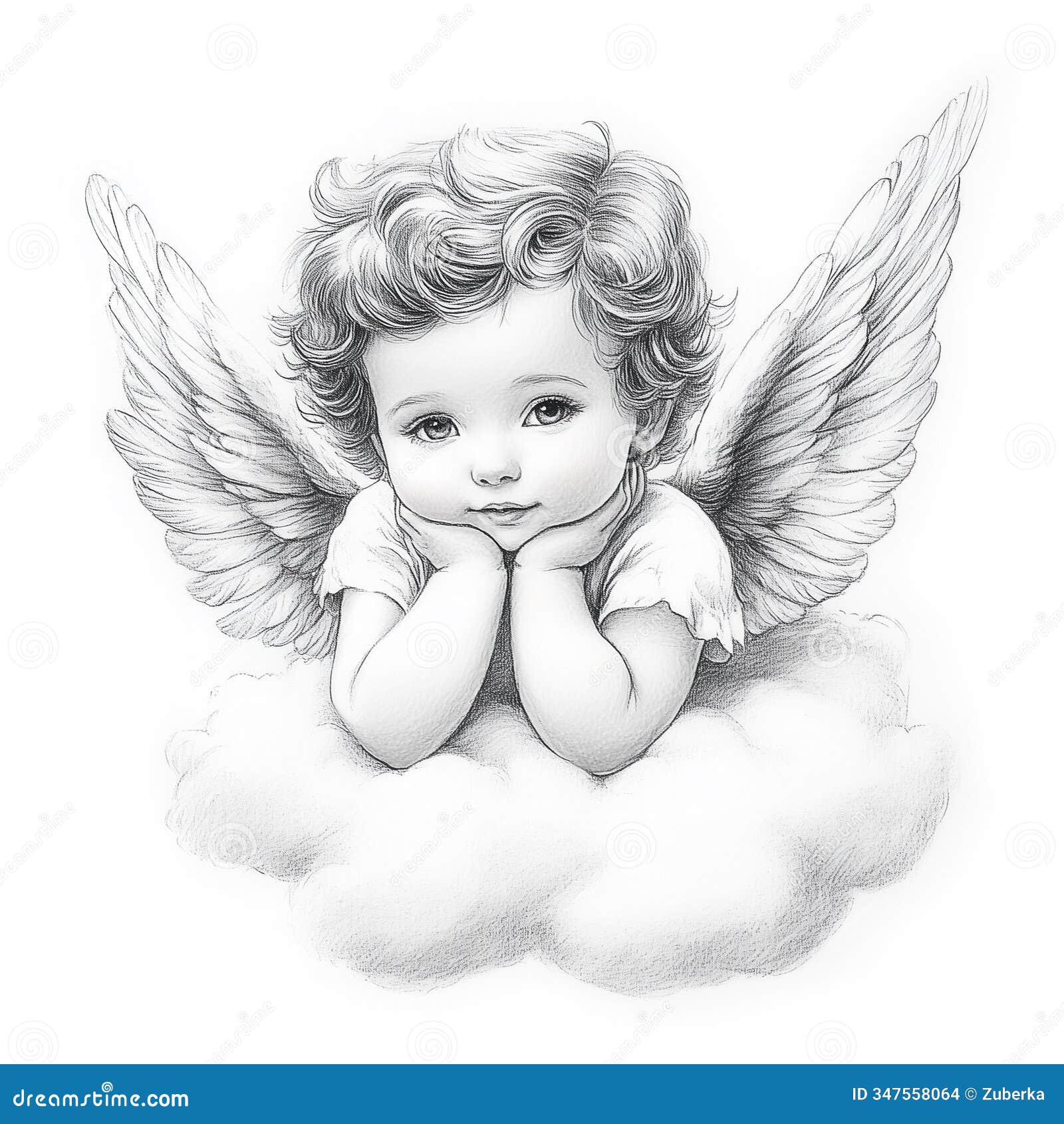 Cute Cupid Laying on Cloud Isolated Stock Illustration - Illustration ...