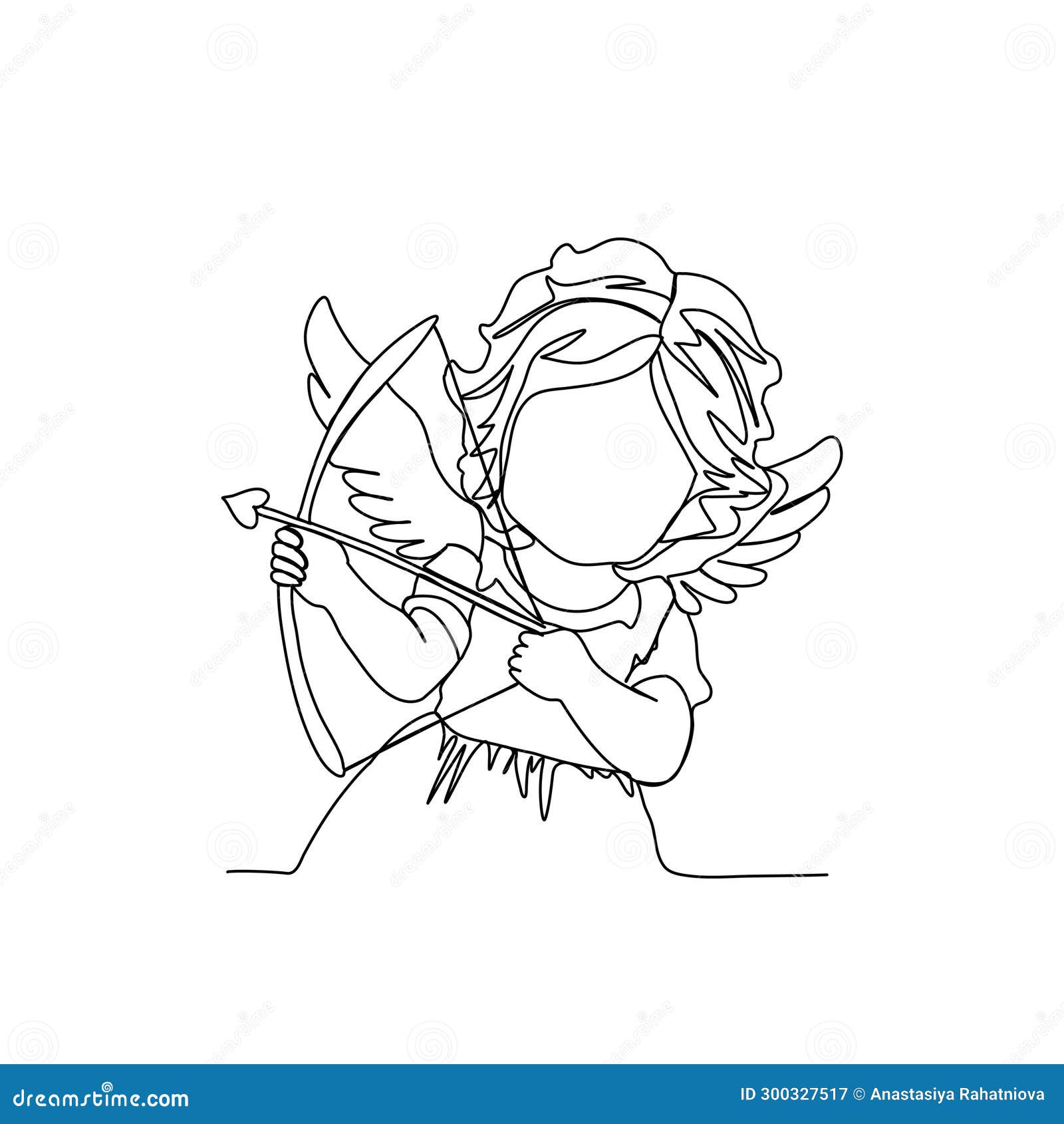 Cute Cupid One Line Drawing Vector Illustration Stock Illustration ...