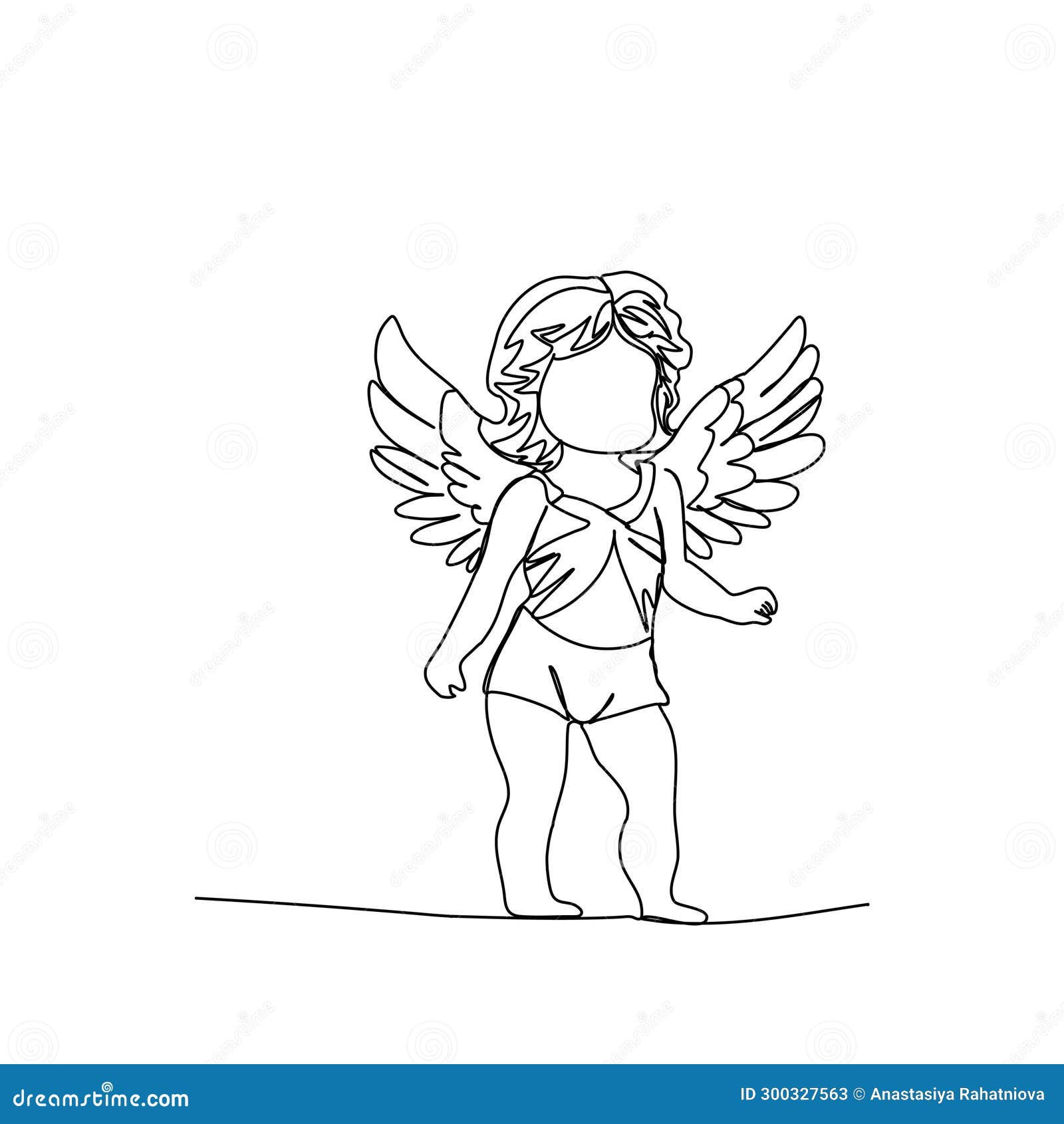 Cute Cupid One Line Drawing Vector Illustration Stock Illustration ...
