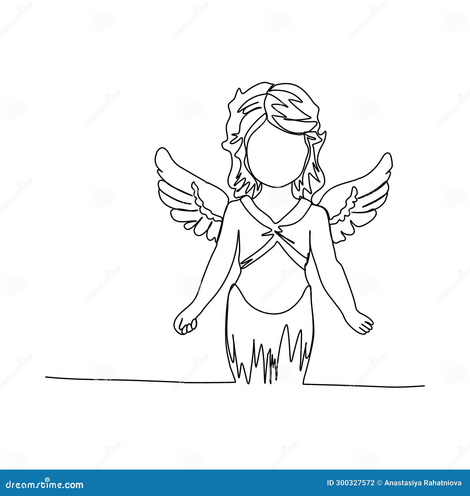 Cute Cupid One Line Drawing Vector Illustration Stock Illustration ...