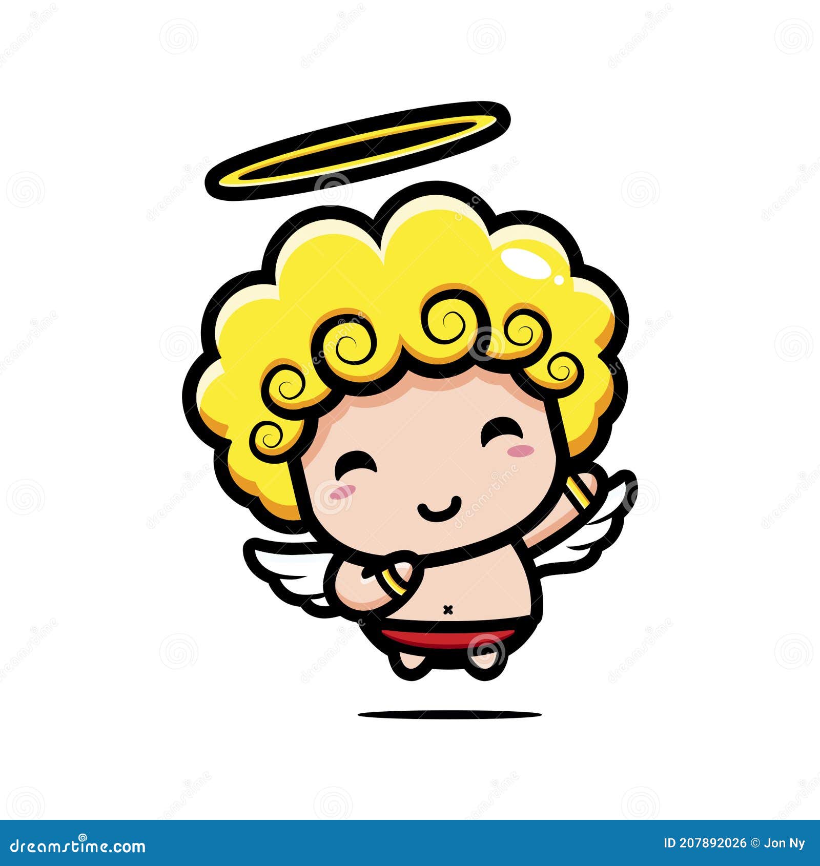 Cute cupid pose characters stock vector. Illustration of line - 207892026