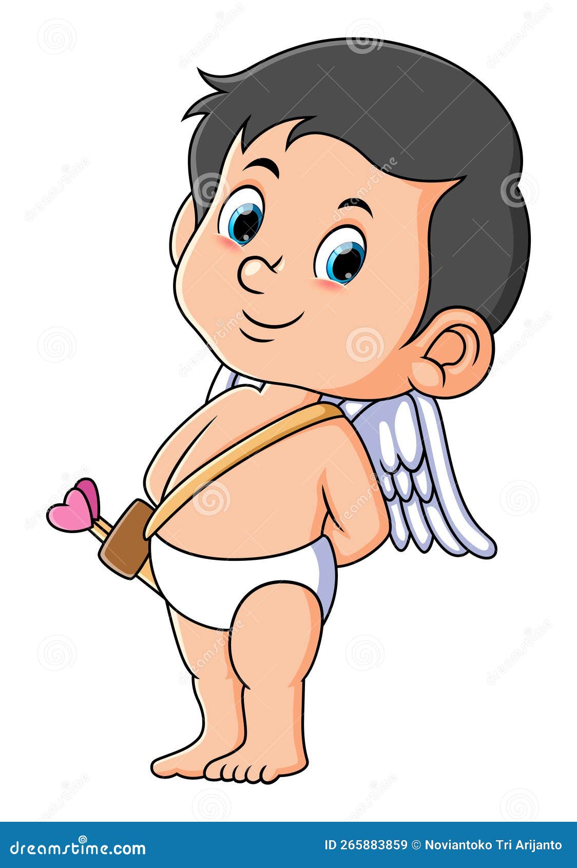 The Cute Cupid is Standing Up Straight and Hiding Something Stock ...