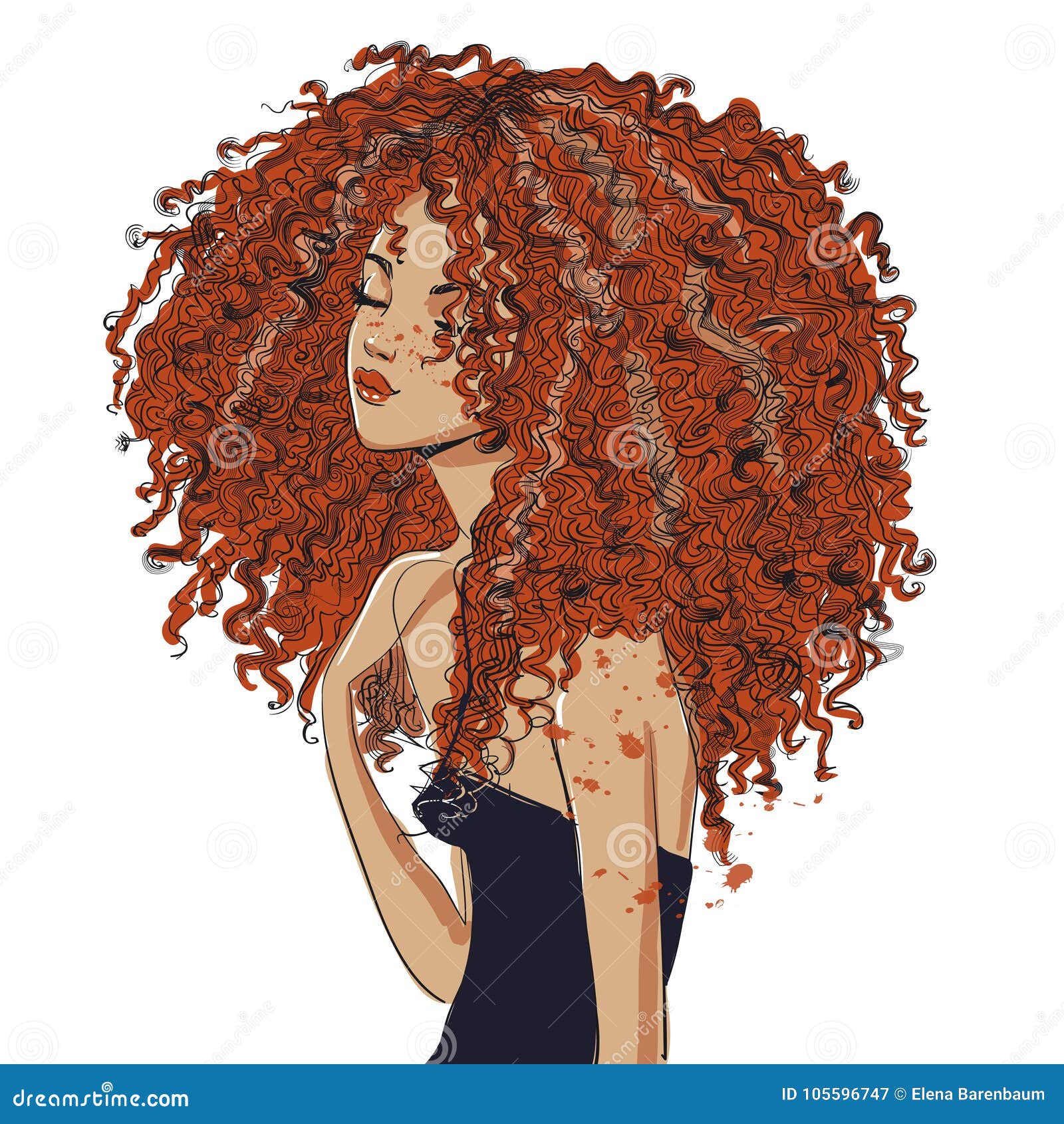 Cute Curly Girl Stock Vector Illustration Of Graphic 105596747