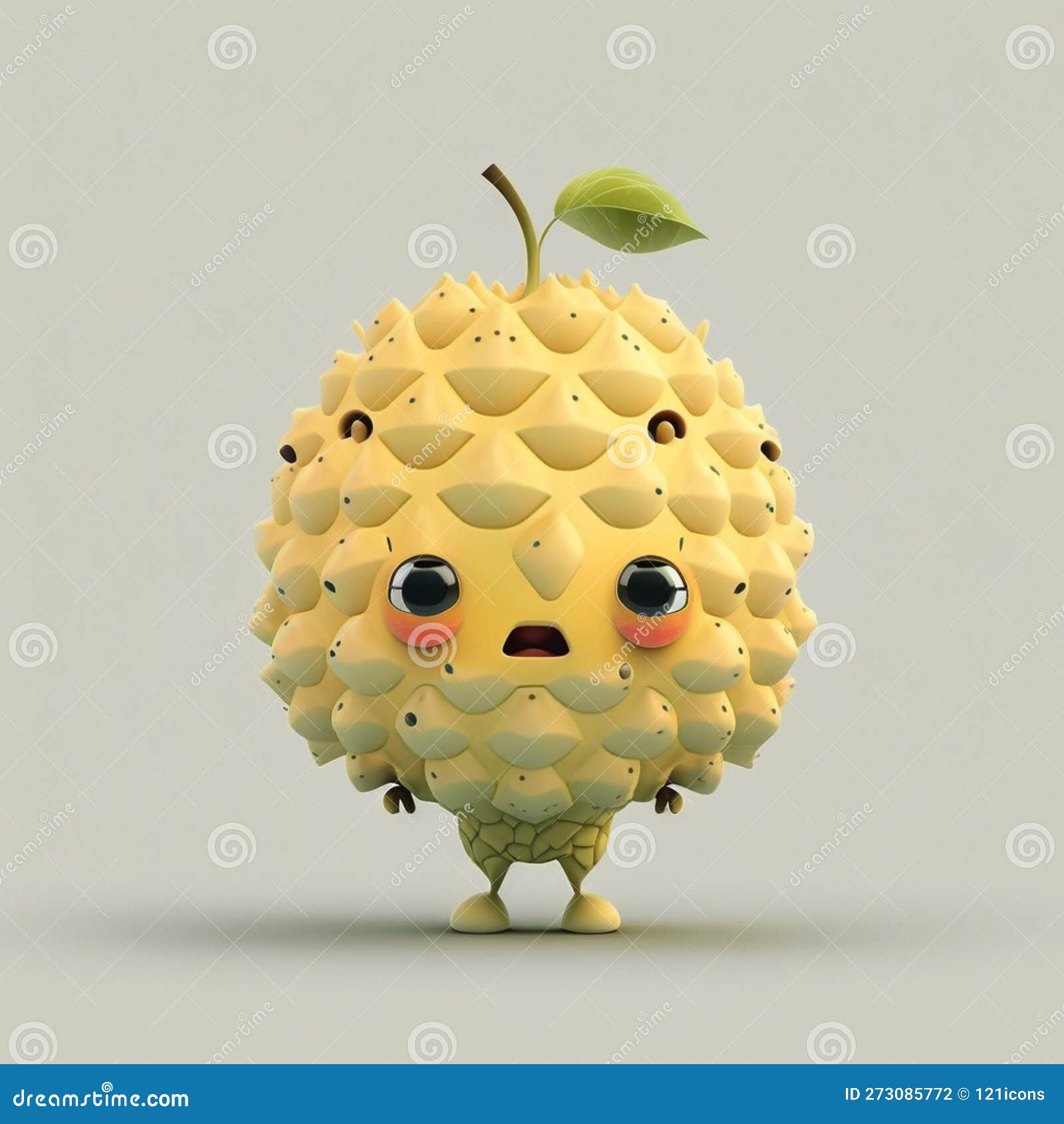 Cute Custard-Apple Cartoon Character. Generative Ai Stock Illustration ...
