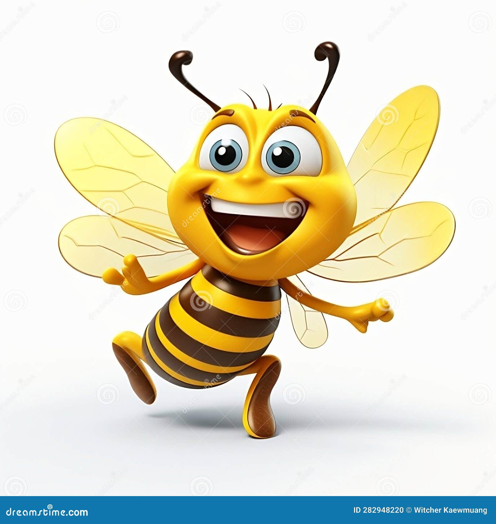 Cute 3d Cartoon Bee on a White Background,Generative AI Stock ...