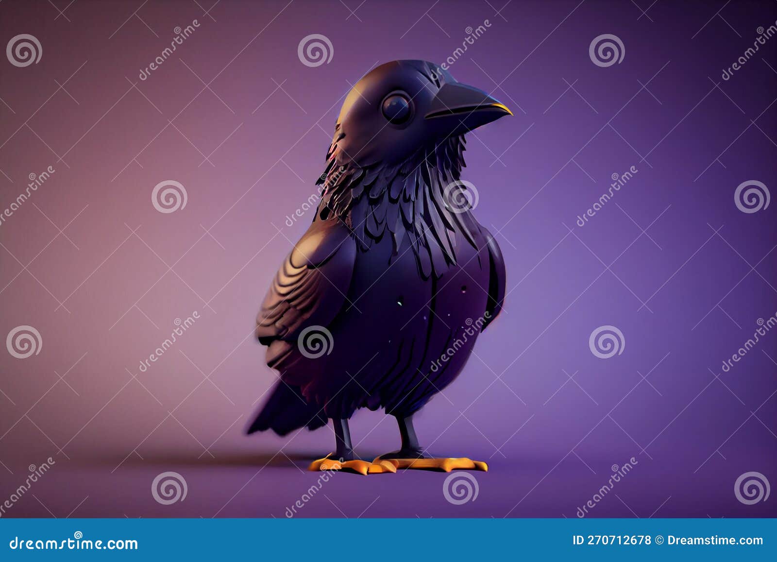 Cute 3D Cartoon Raven Character.generative Ai Stock Illustration ...