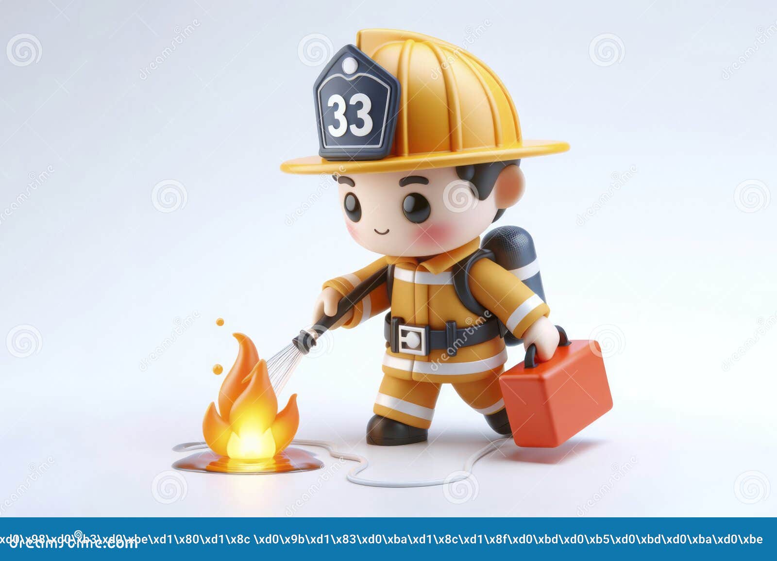 Cute 3d Character Firefighter Puts Out the Fire Isolated on Solid White ...