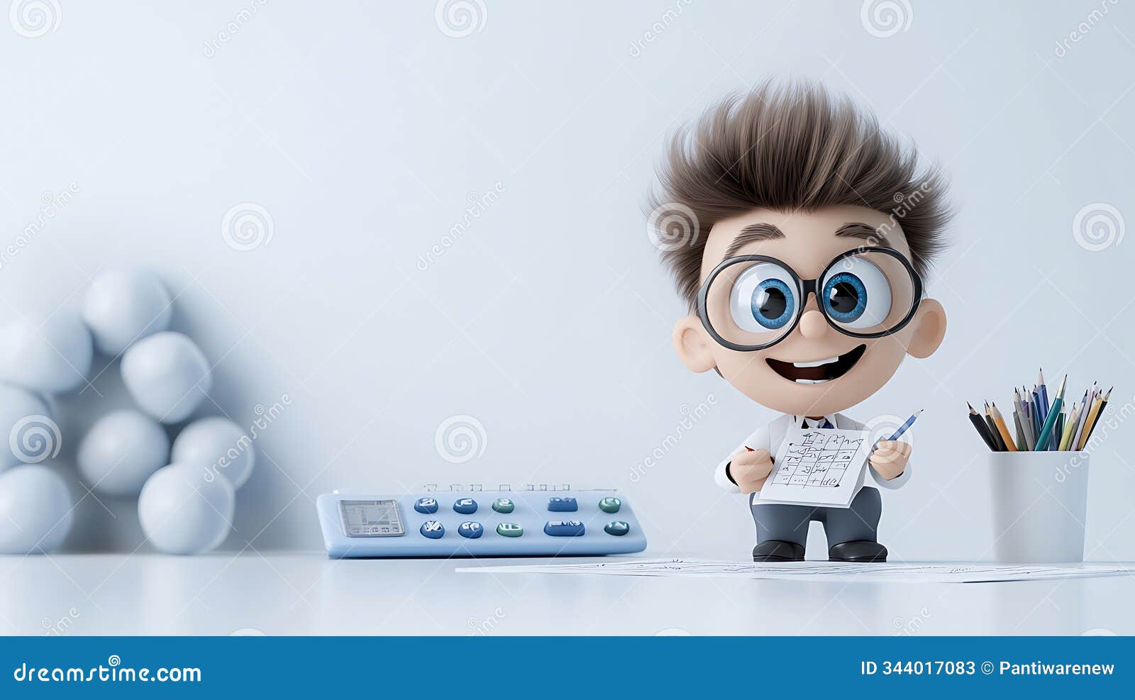 3D Character Mathematician Solving Equations Royalty-Free Stock Photo ...
