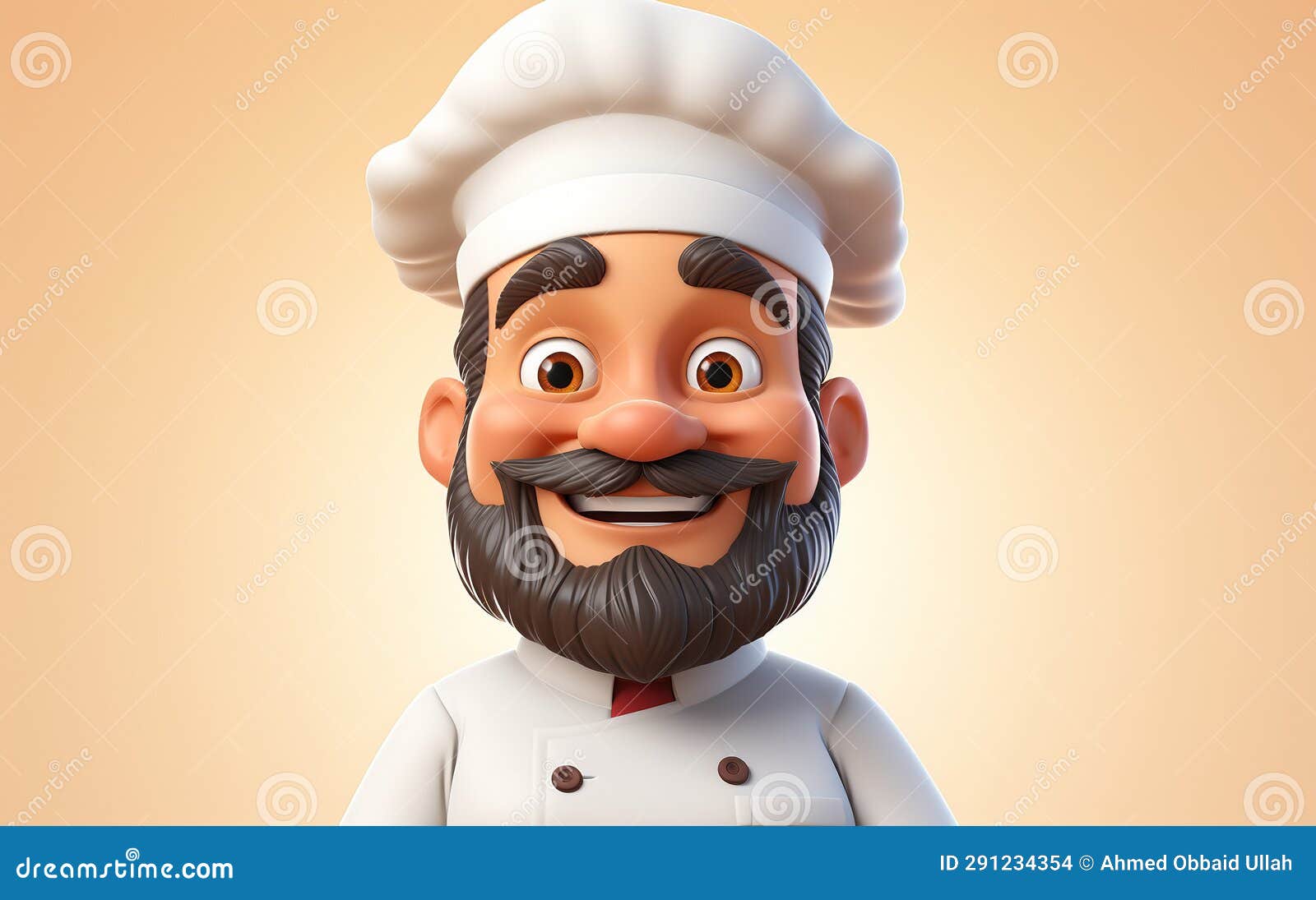 Cute 3D Chef Icon on White. Generative by Ai Stock Illustration ...