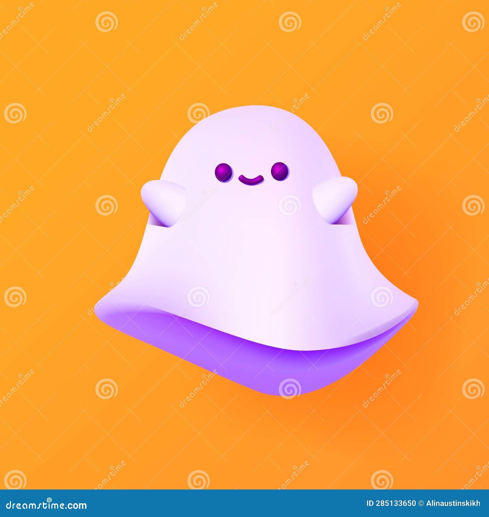 Cute 3D Ghost Icon on a Orange Background. Stock Vector - Illustration ...