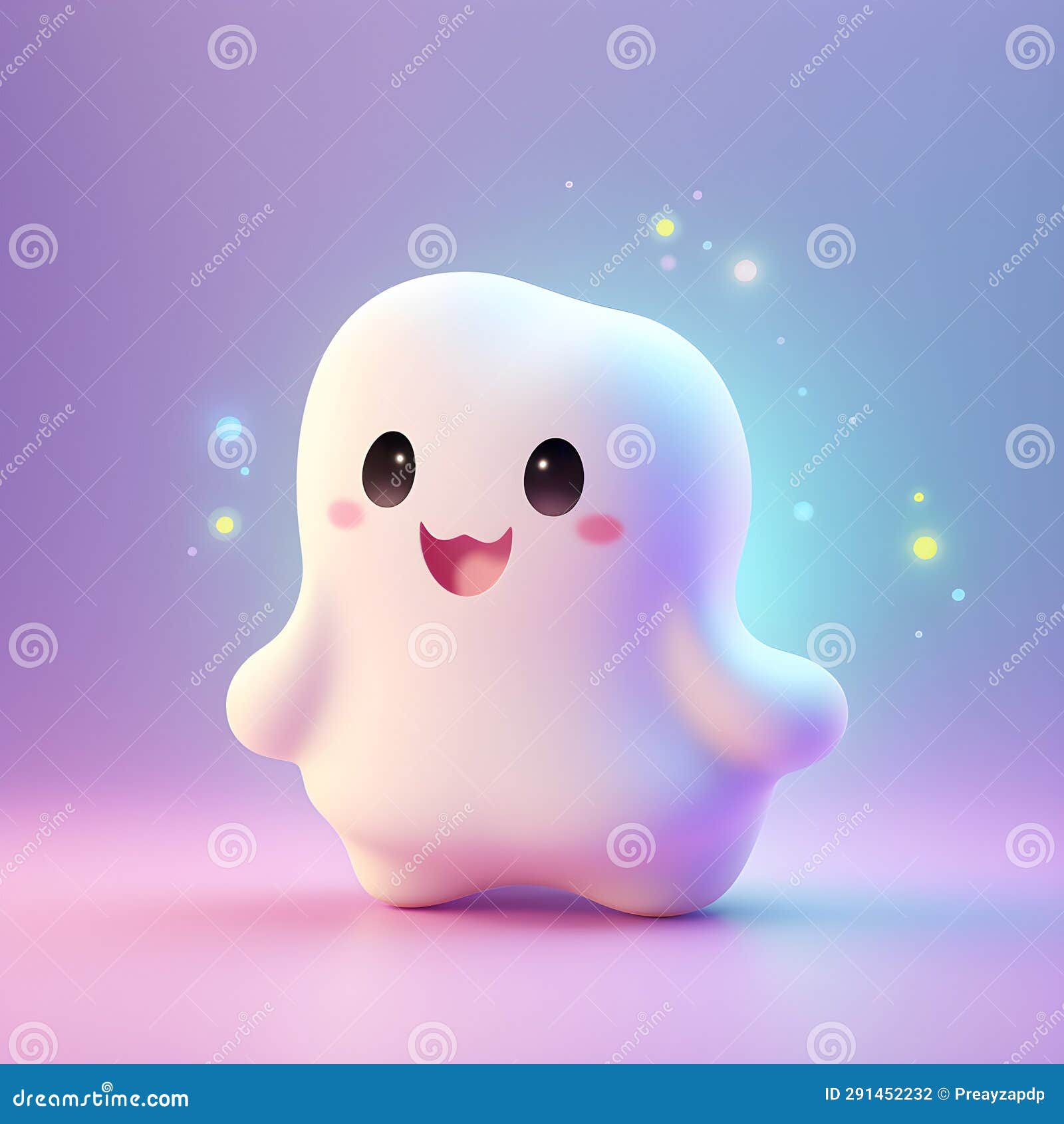 A Cute 3D Ghost Model Pastel Color Wh Flares Dust Stock Illustration ...