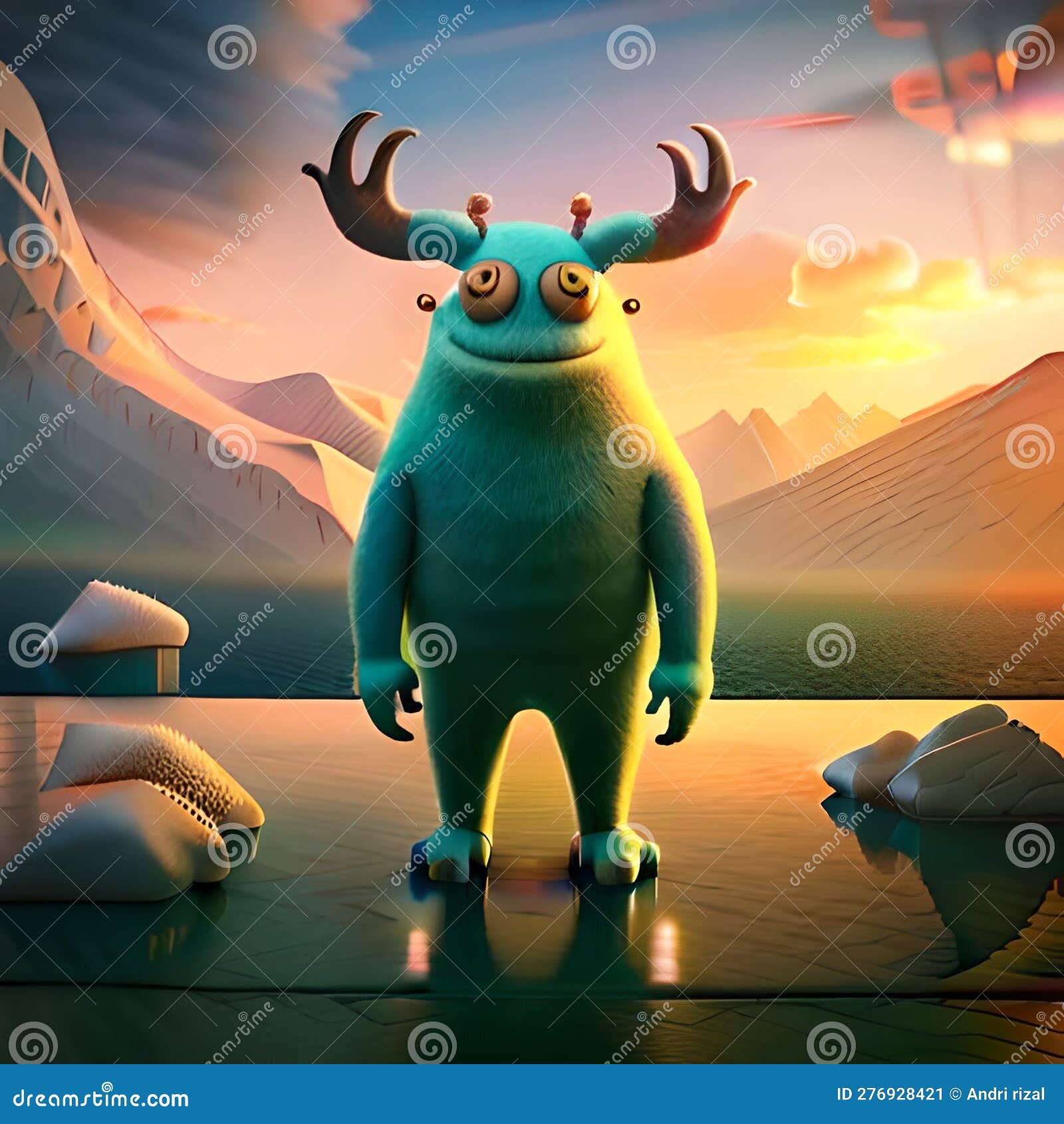 Cute 3d Horned Monster Stock Illustration Illustration Of Surrealist