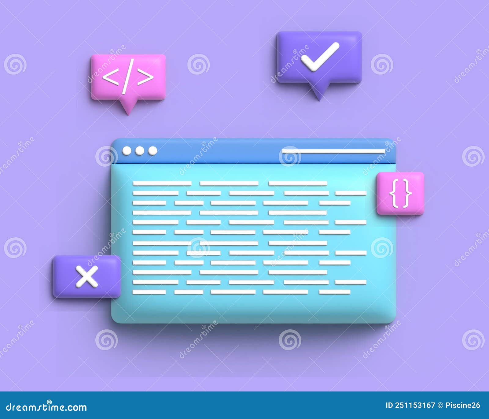 Cute 3D Illustration of Code and Developer Job Stock Illustration ...