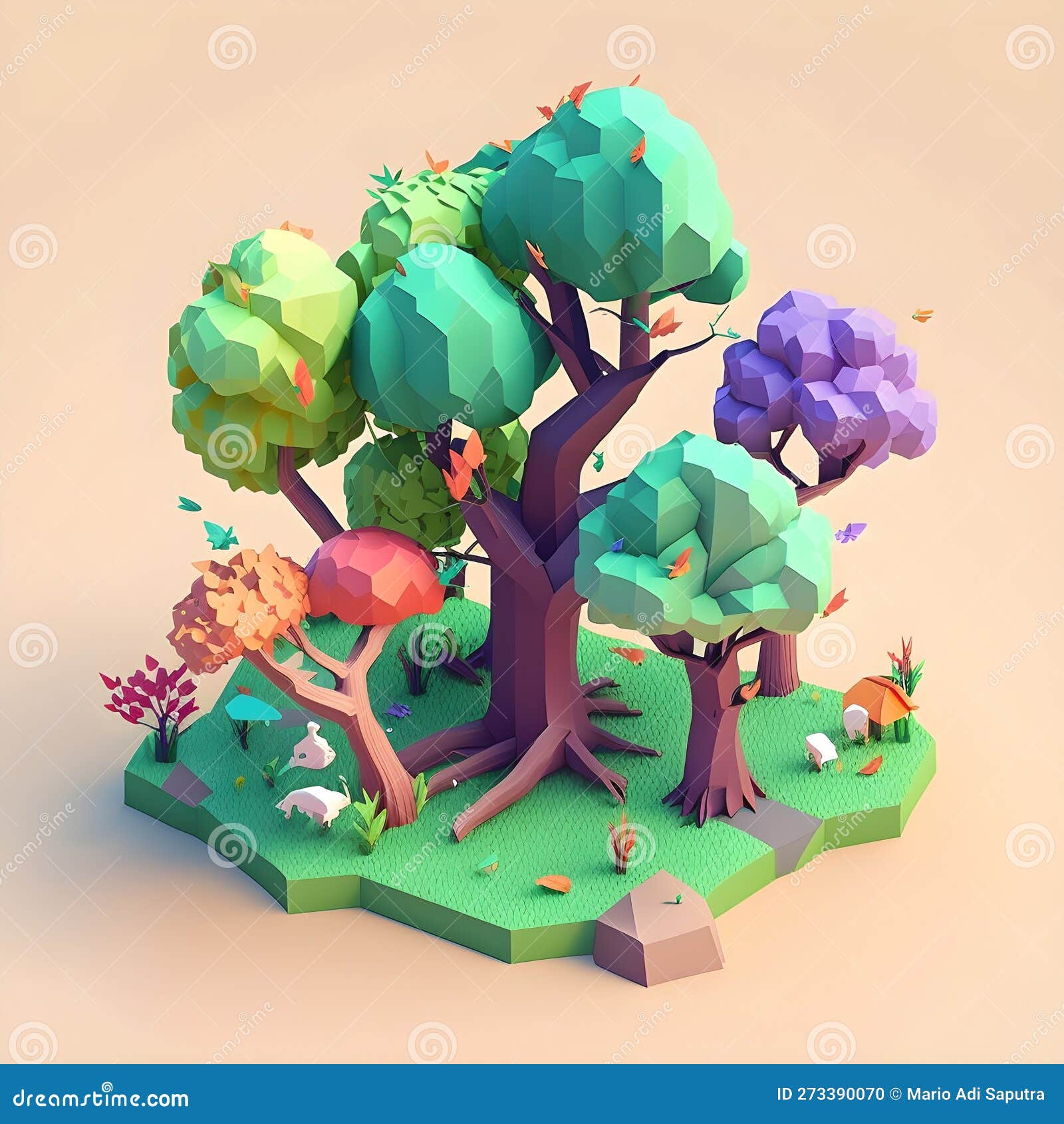 Isometric Simple Plants Set - Generic Prehistoric Forest Cartoon Vector ...