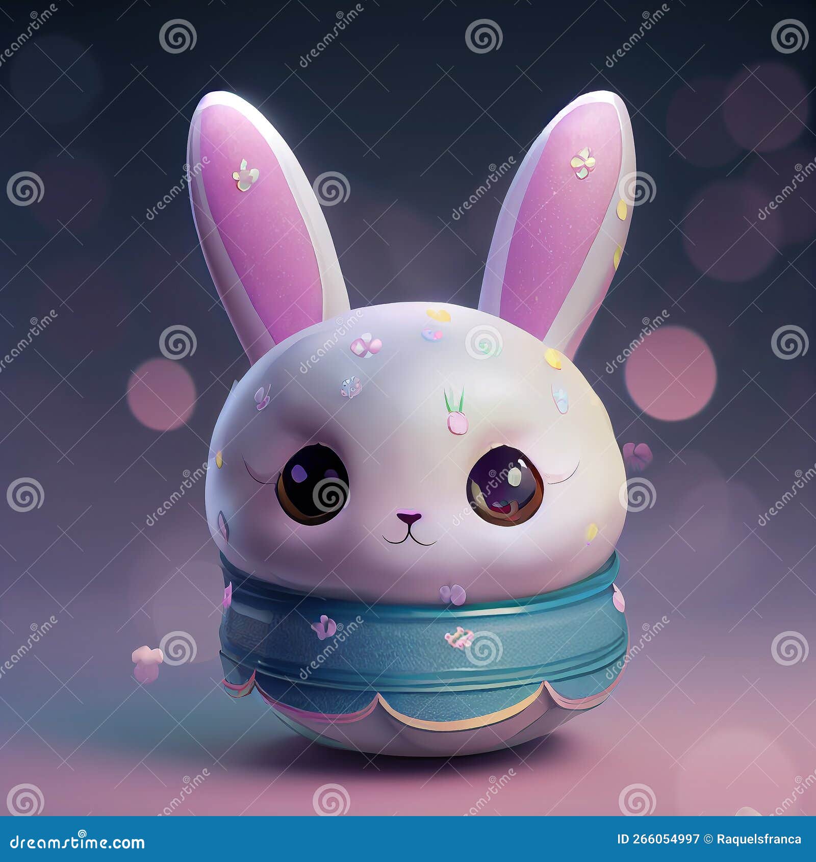 Cute 3d kawaii rabbit stock illustration. Illustration of nice - 266054997