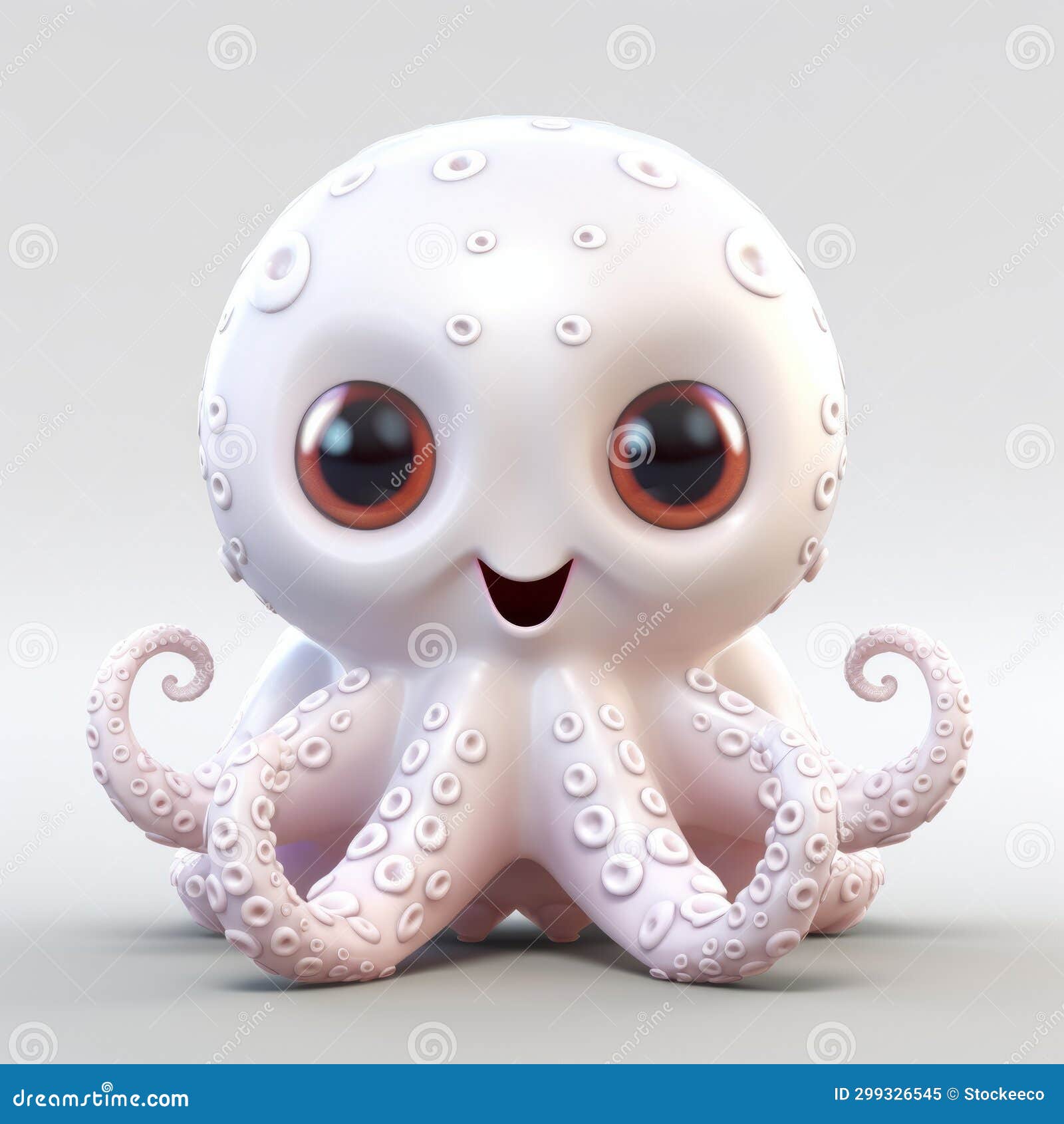 Cute 3d Octopus Model with Octane Render Style Stock Illustration ...