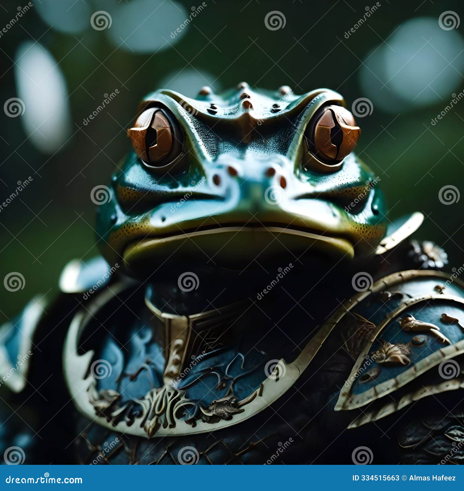 Cute 3d Rendered Ninja Frog in Golden Armor Striking a Fighting Pose in ...