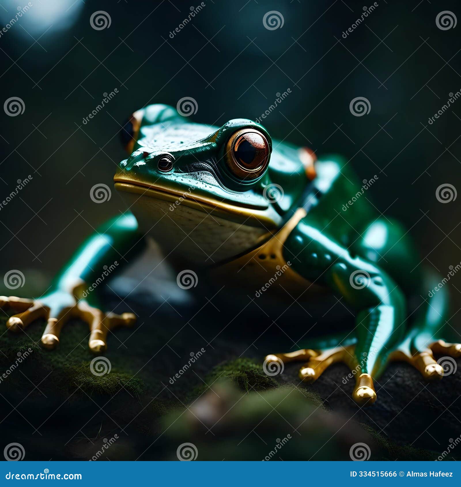 Cute 3d Rendered Ninja Frog in Golden Armor Striking a Fighting Pose in ...
