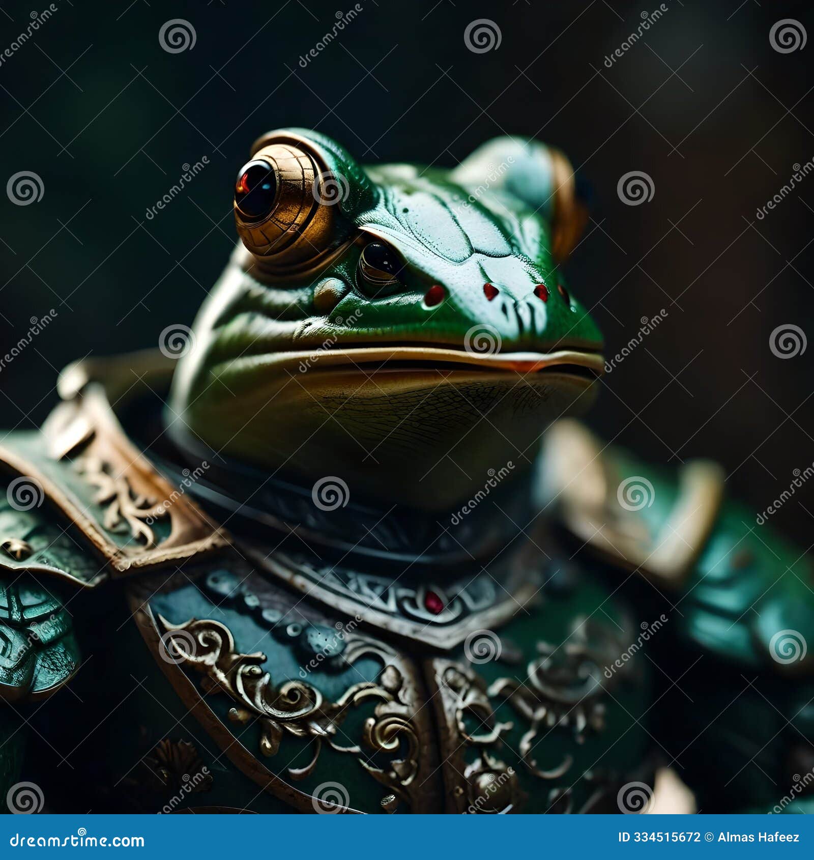 Cute 3d Rendered Ninja Frog in Golden Armor Striking a Fighting Pose in ...