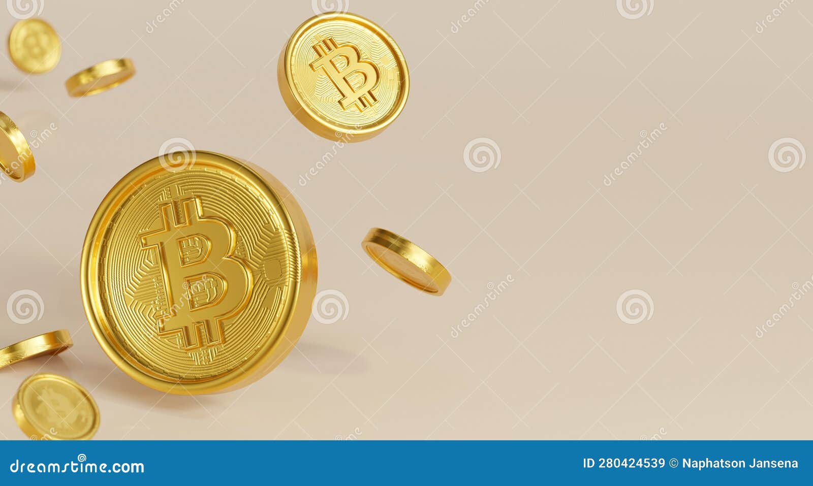 3d Rendering of Bitcoins Falling on the Ground Stock Illustration ...