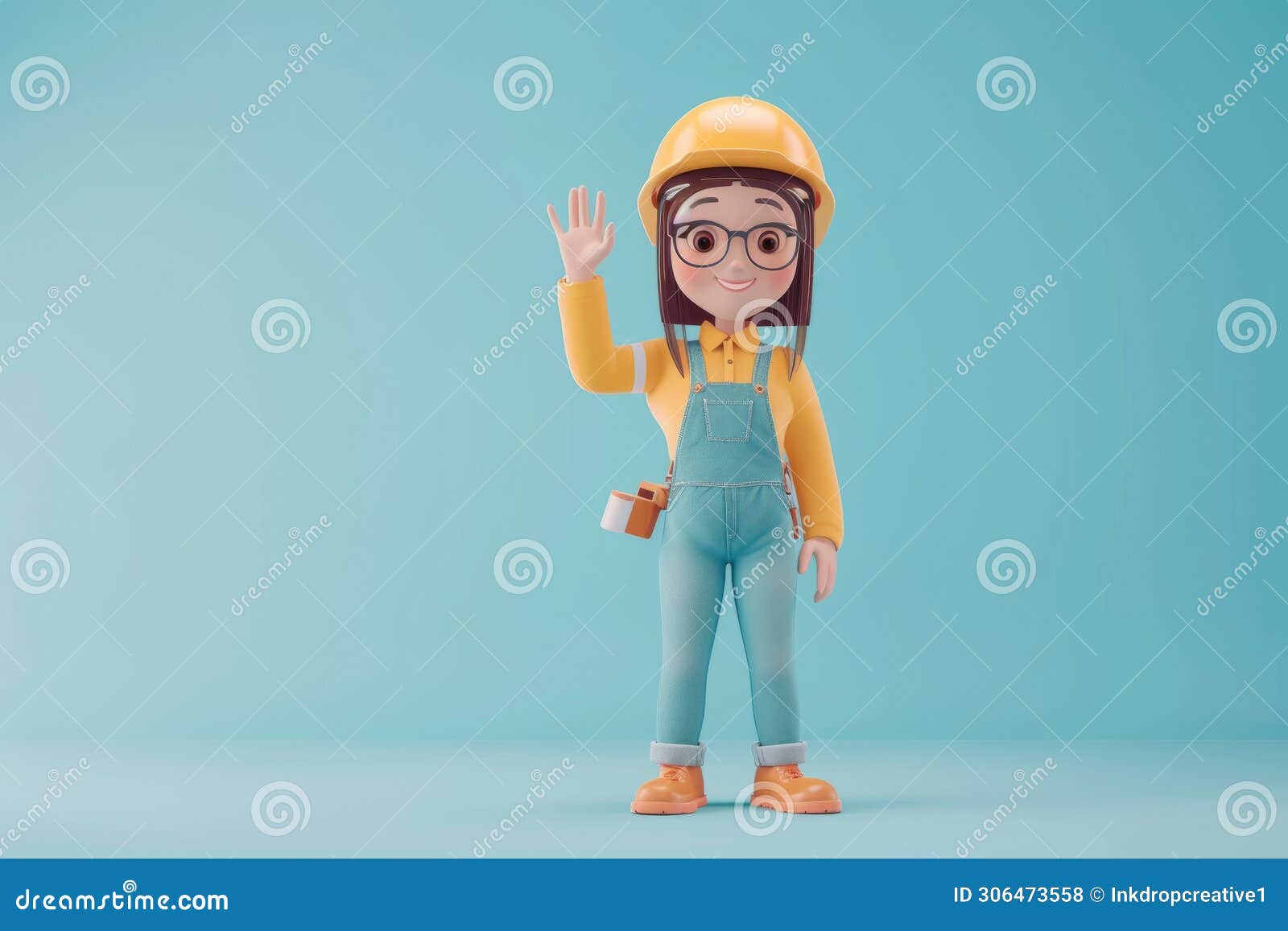 A Cute 3D Style Character of a Friendly Female Construction Worker ...