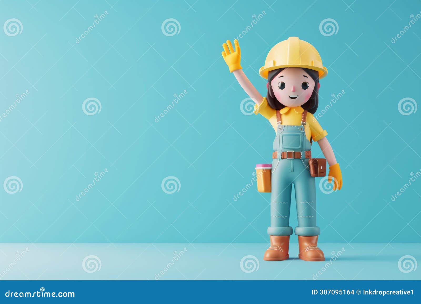 A Cute 3D Style Character of a Friendly Female Construction Worker ...