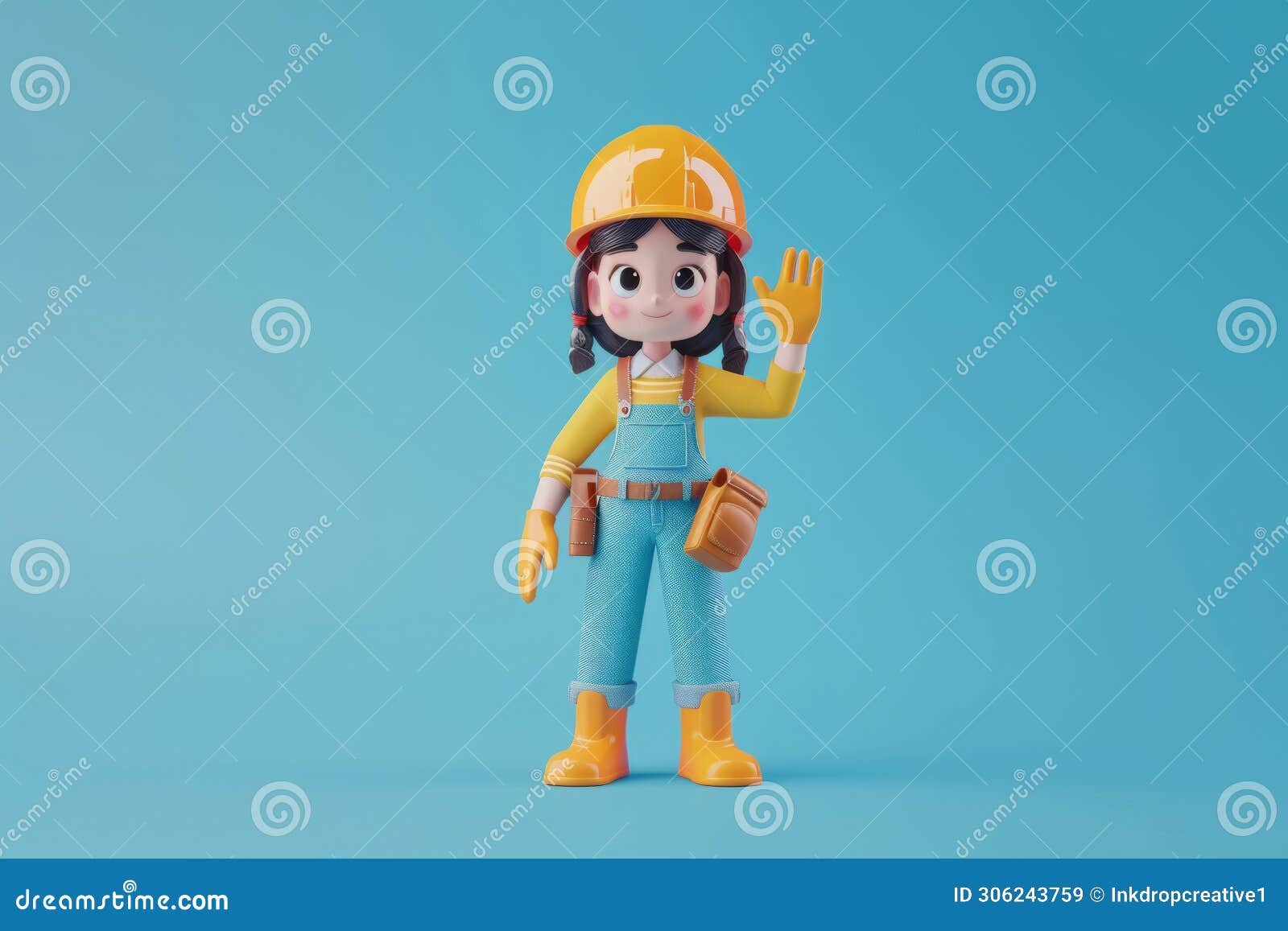 A Cute 3D Style Character of a Friendly Female Construction Worker ...