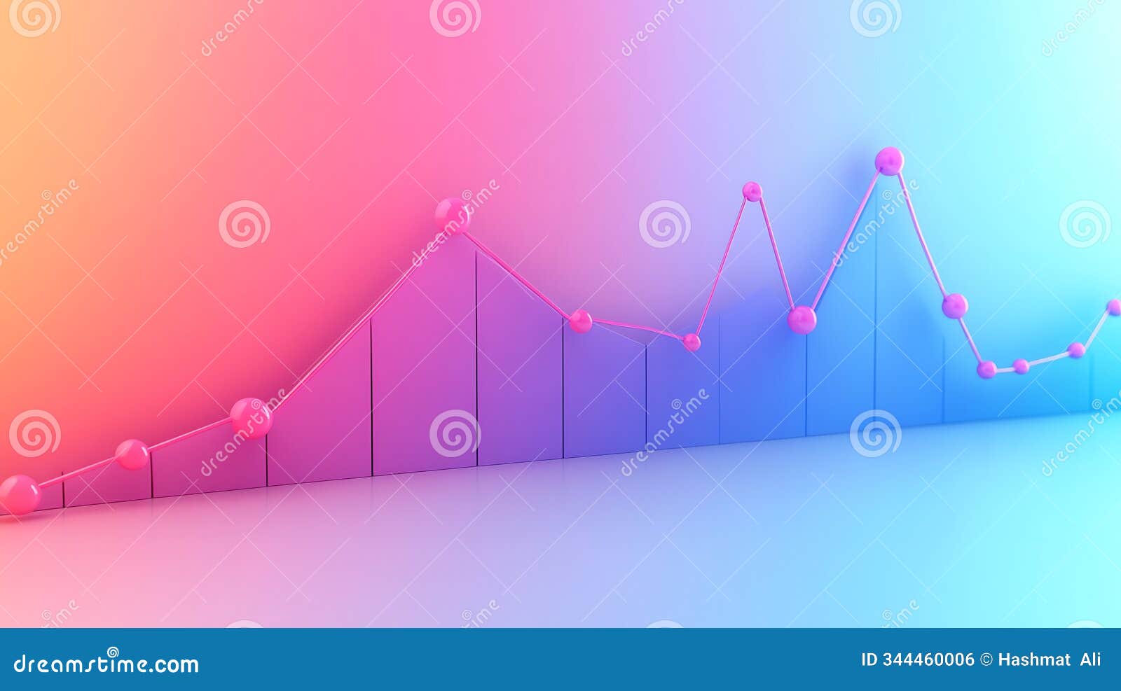 Cute 3D Trendline Graph on a Gradient Color Background Stock ...