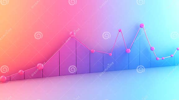 Cute 3D Trendline Graph on a Gradient Color Background Stock ...