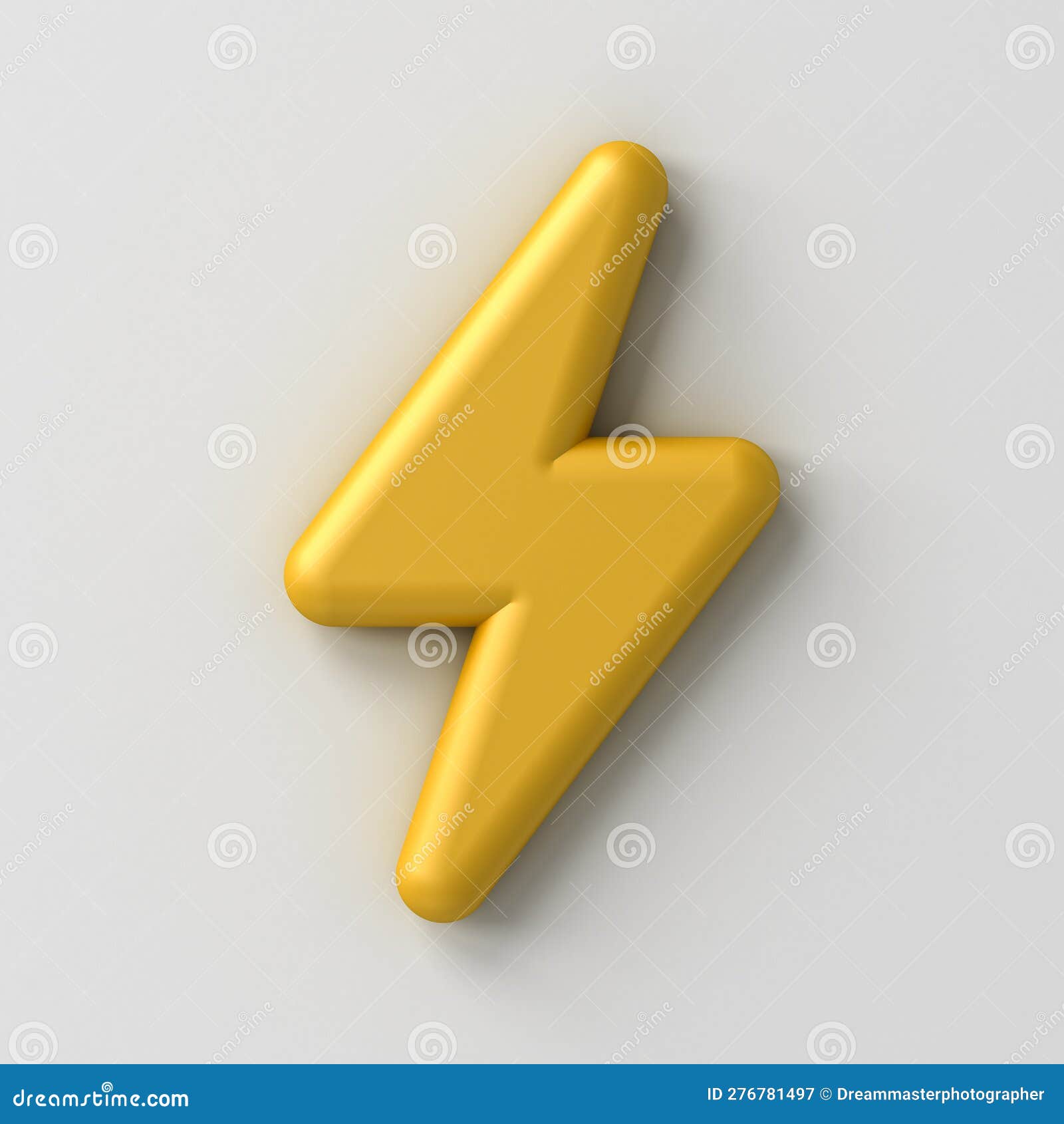 Cute 3d Yellow Thunder or Lightning Icon Over White Wall Background ...