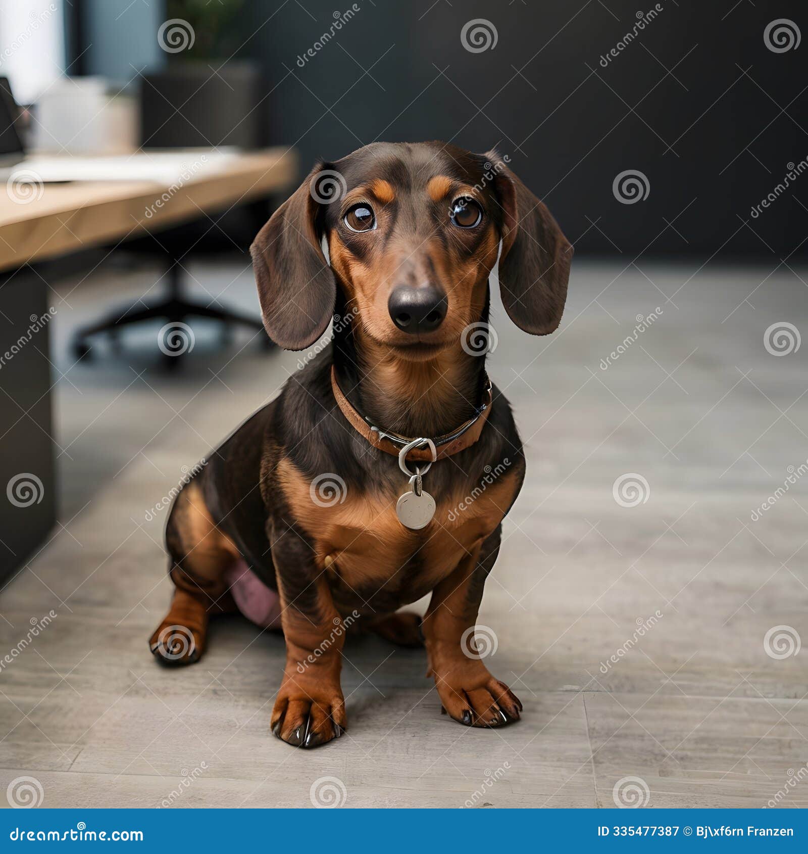 Cute Dachshund in the Office Stock Illustration - Illustration of work ...