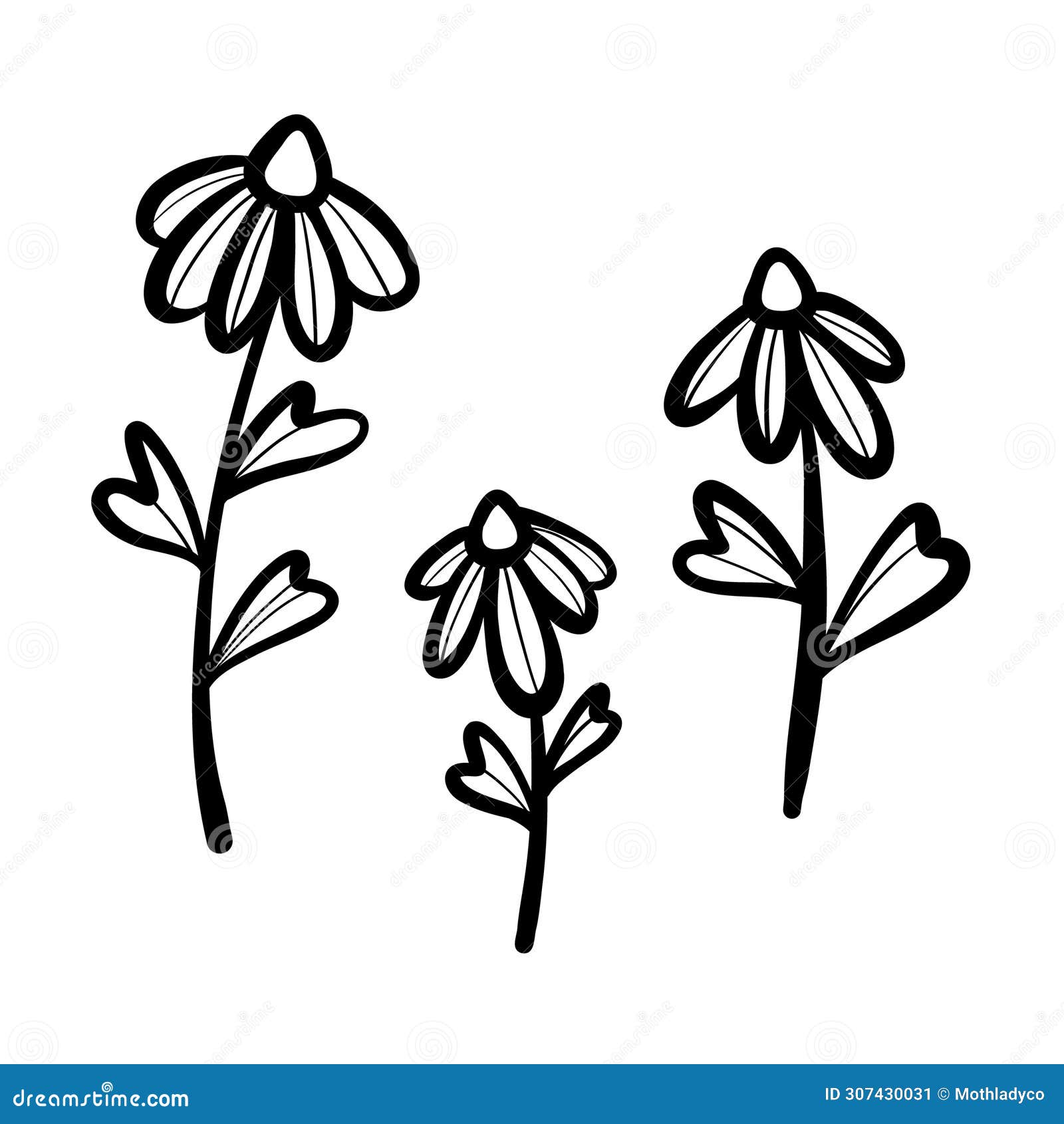 Cute Daisy Doodles, Vector Flower Clip Art Set | CartoonDealer.com ...