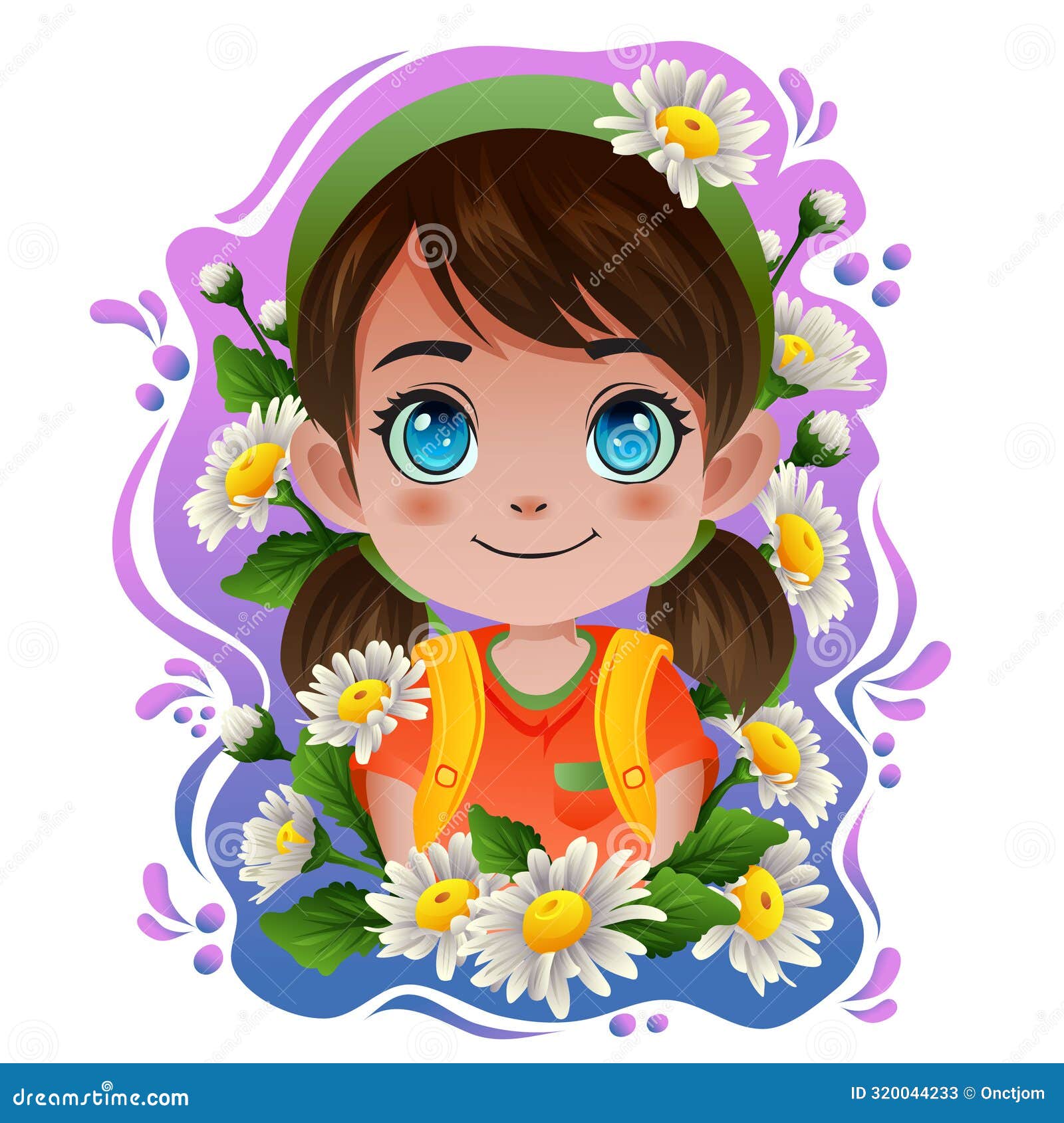 Cute Daisy Flowers. Digital Doodle Outline Art. Print For Fabrics ...