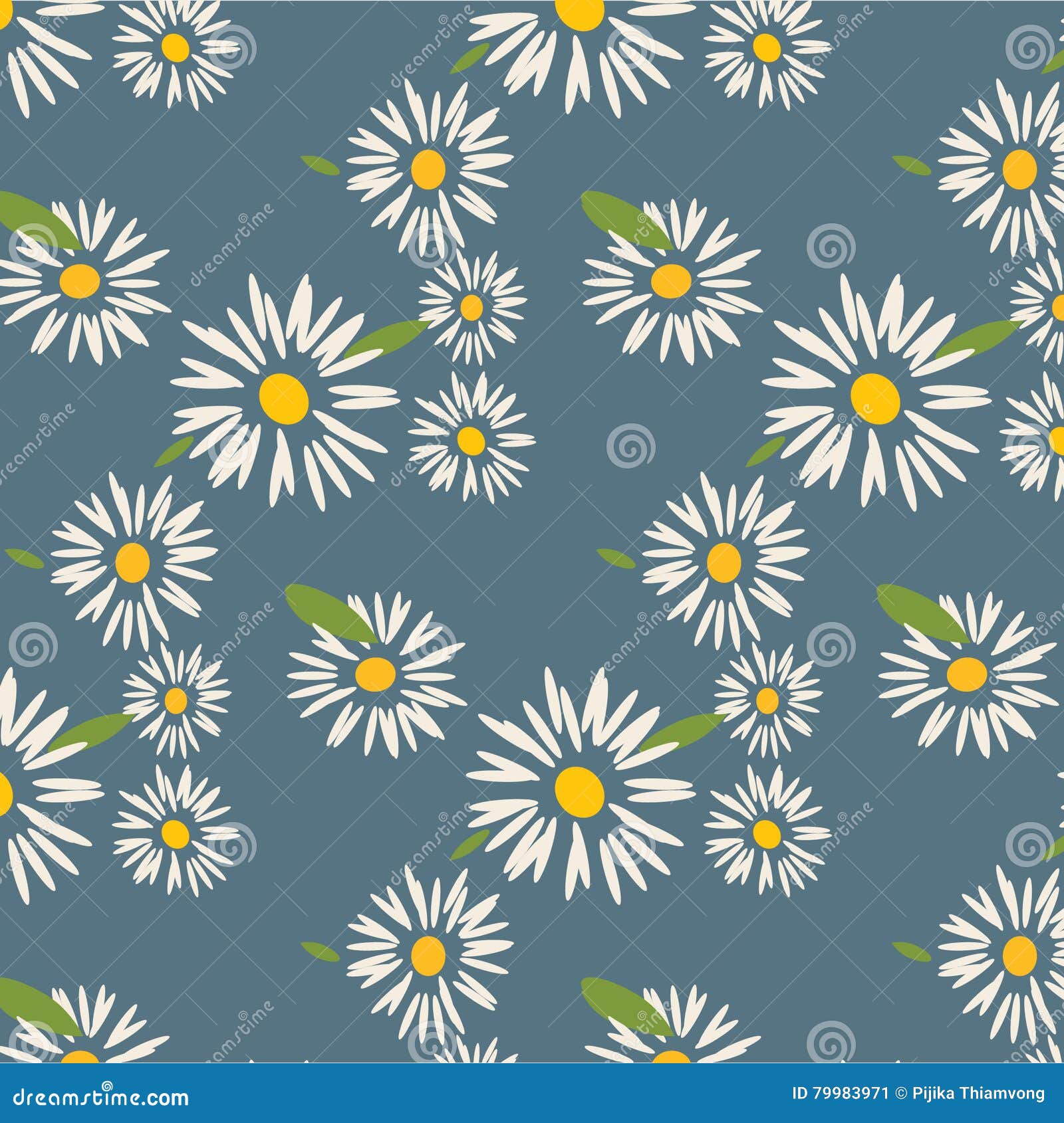 Cute Daisy Pattern. stock vector. Illustration of drawn - 79983971