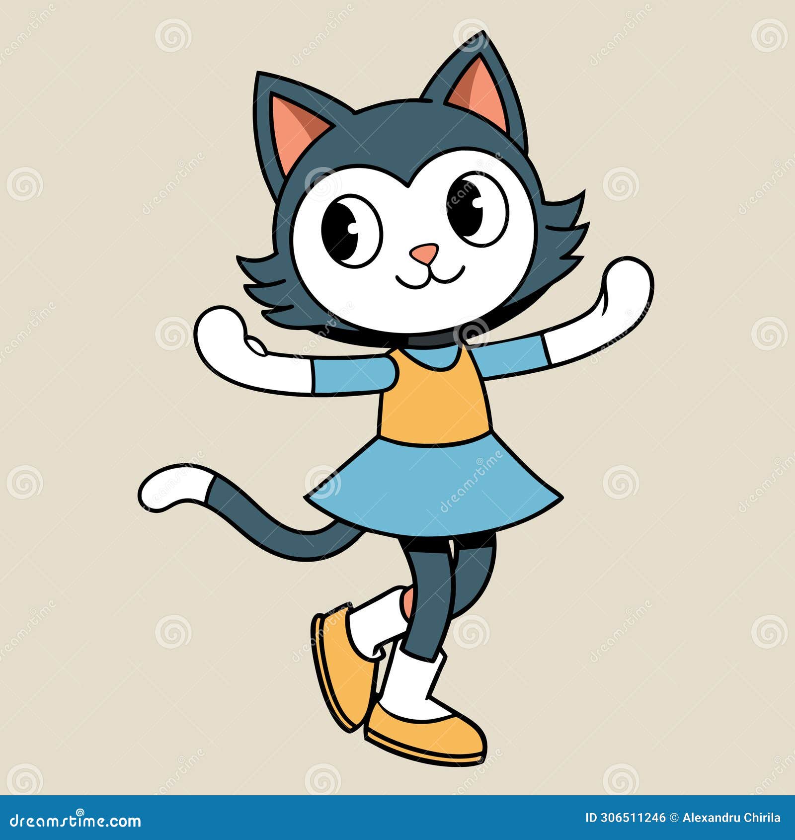 Cute Dancer Cat Cute Antropomorphic Vector EPS Stock Illustration ...